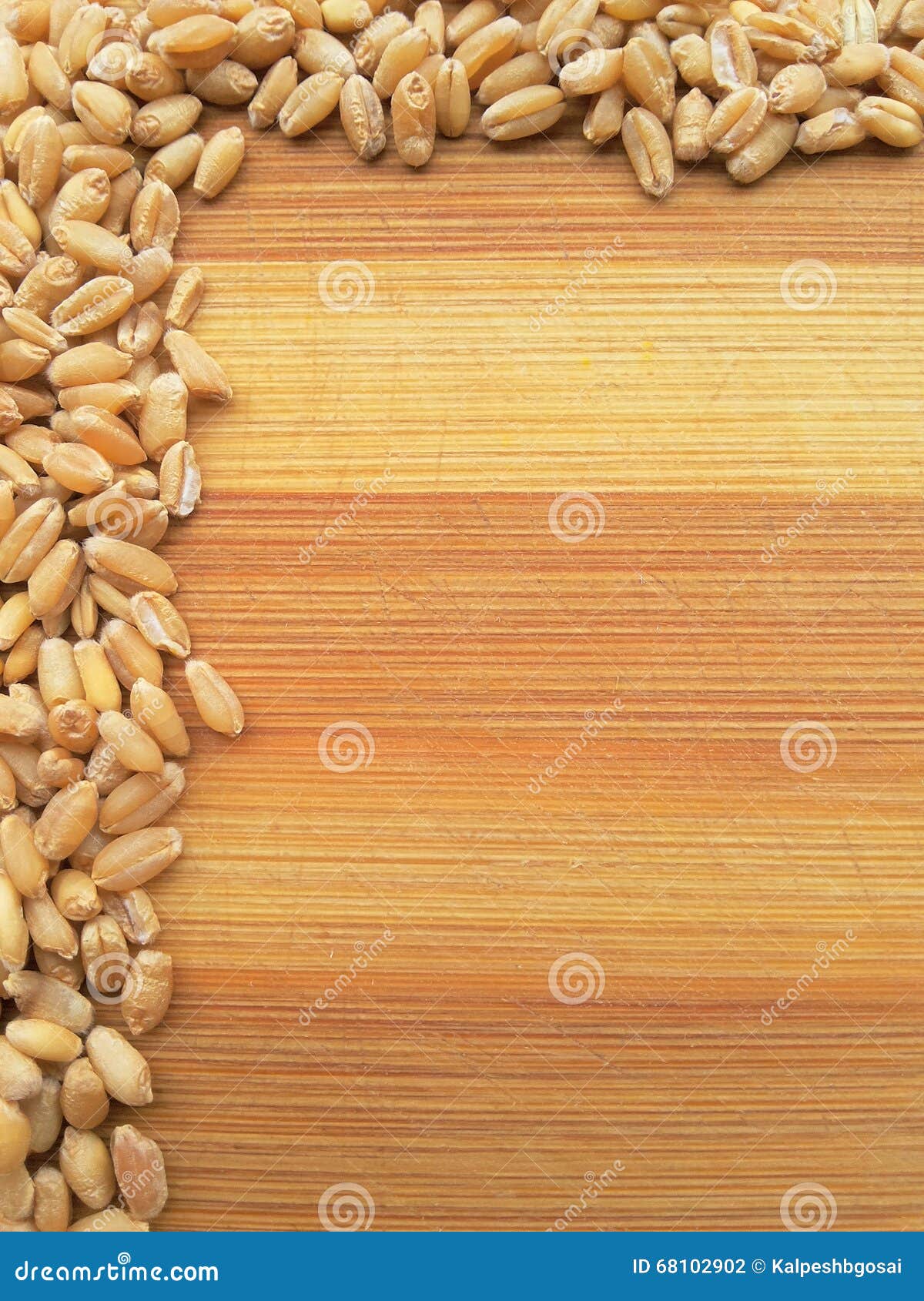 Wheat Grain Border on Wooden Background Stock Photo - Image of ...