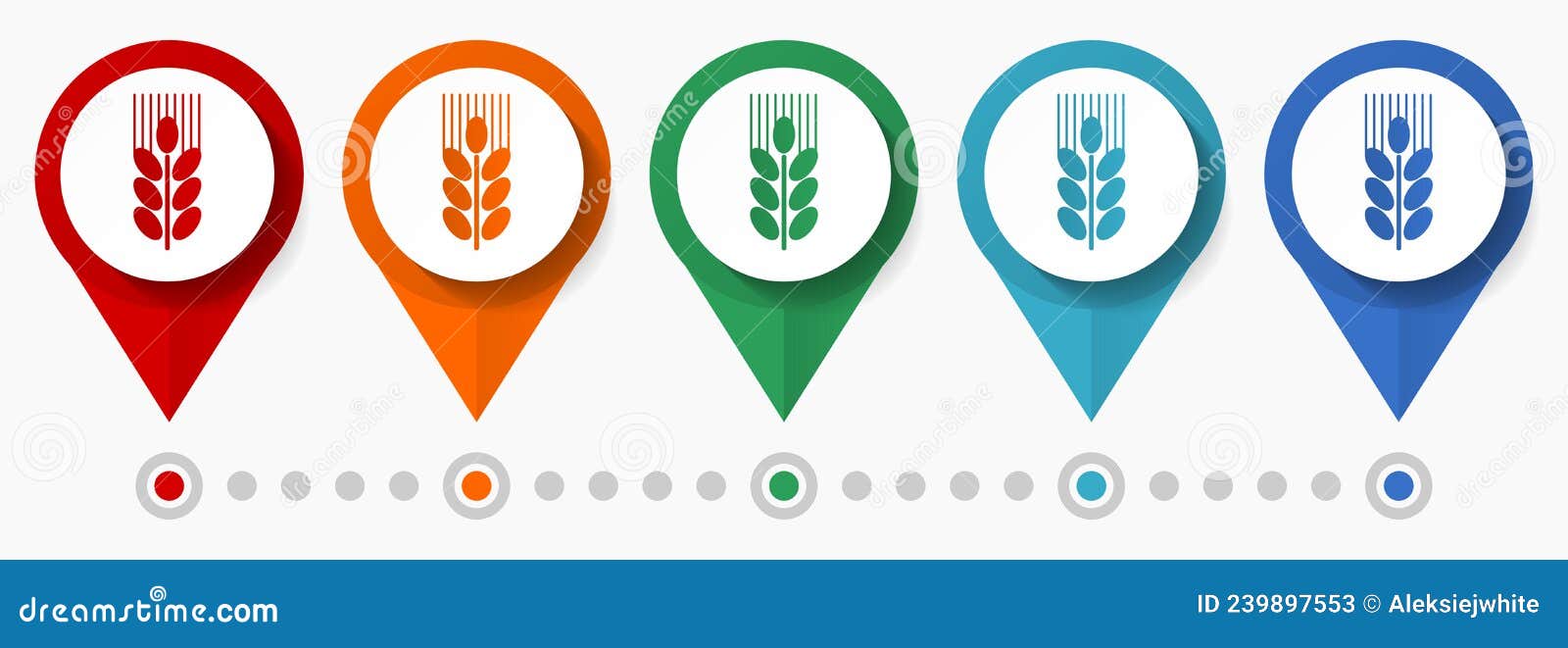 Wheat, Grain Concept Vector Icon Set, Flat Design Telephone Pointers ...