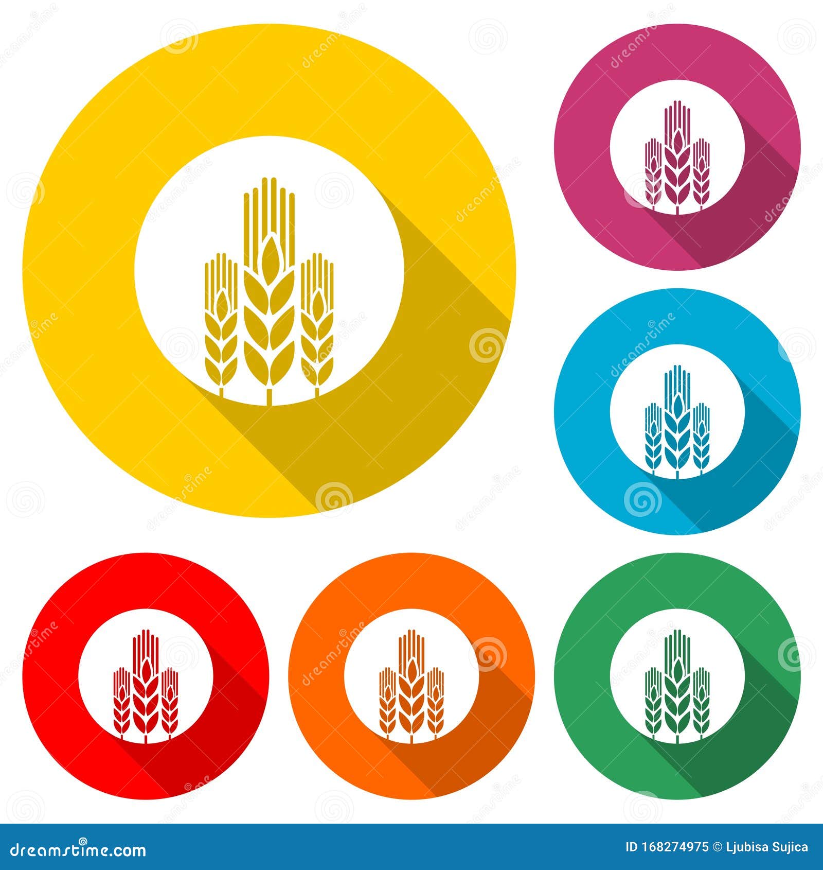 Wheat Grain Icon with Long Shadow Stock Vector - Illustration of barley ...