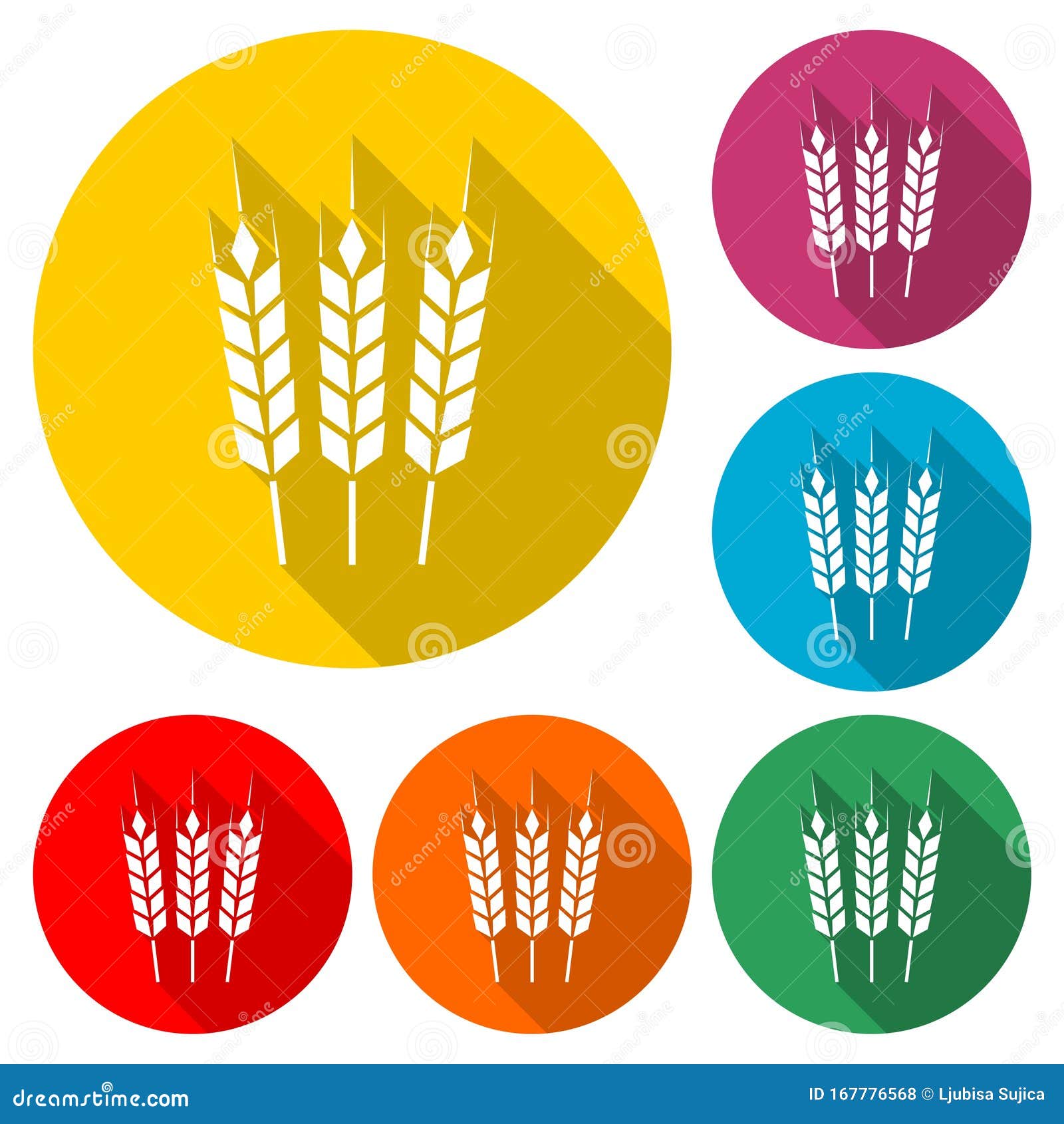 Wheat Grain Icon with Long Shadow Stock Illustration - Illustration of ...