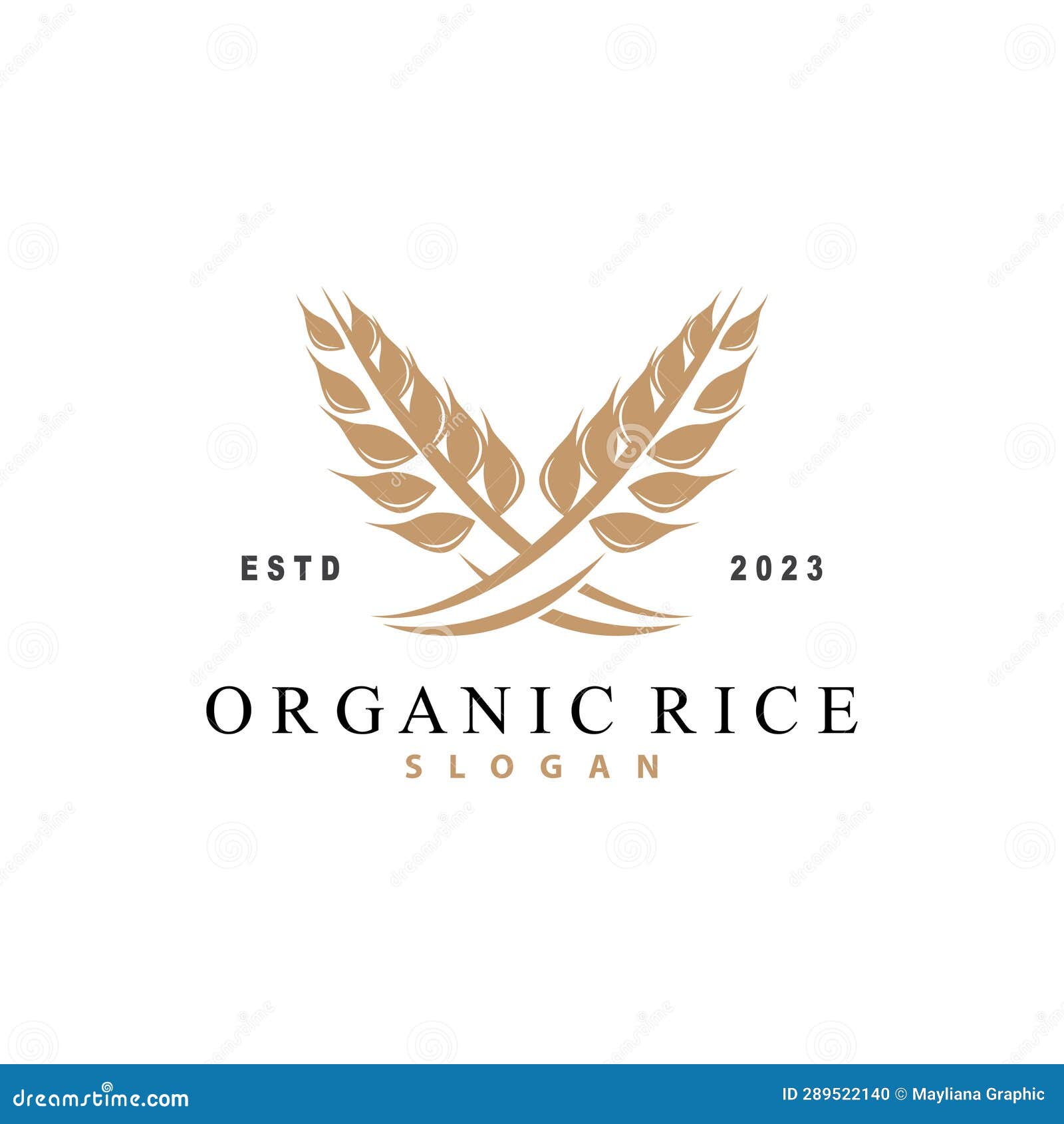 Wheat Grain Rice Logo, Simple Design Organic Vector Illustration Icon ...
