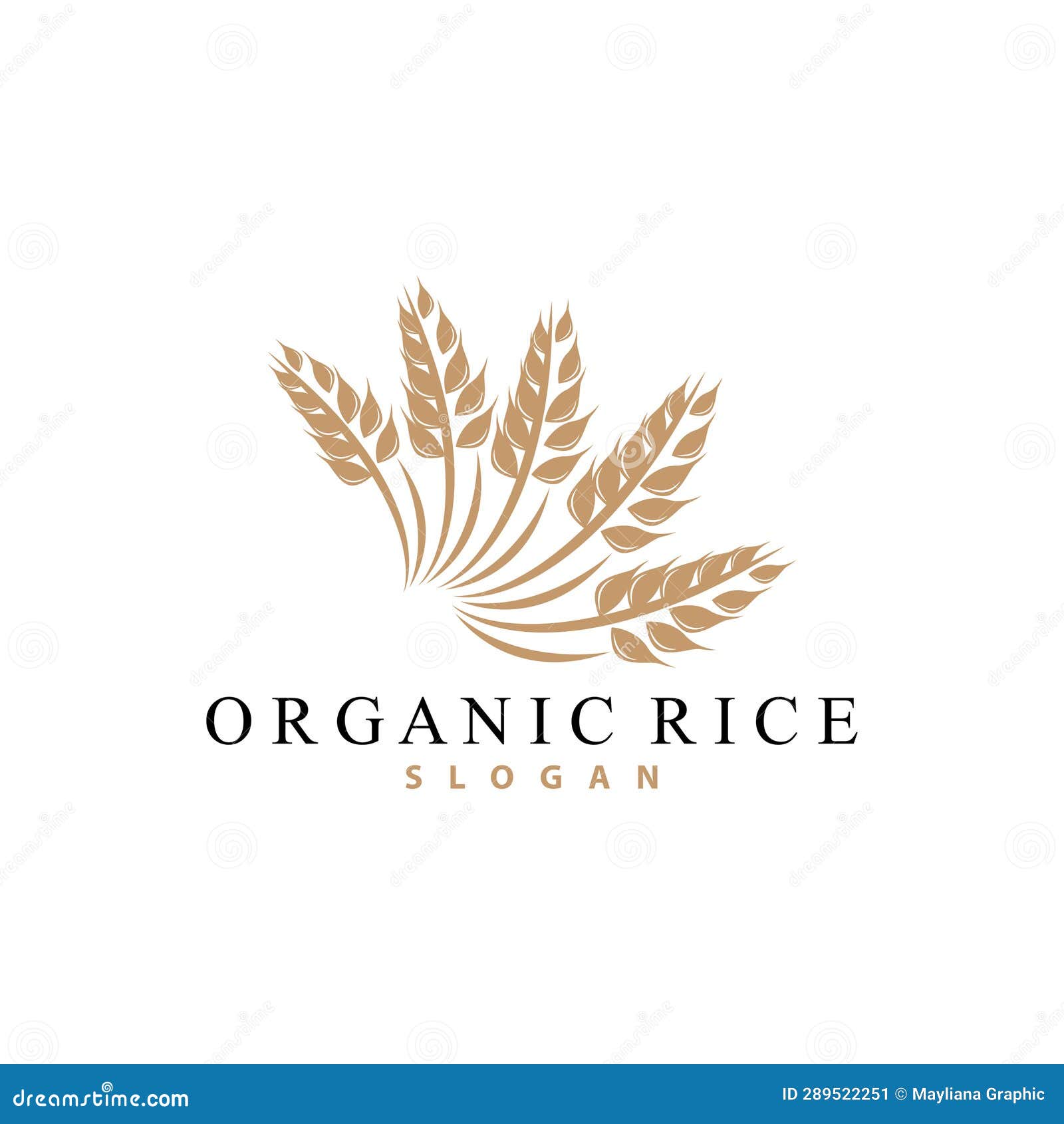 Wheat Grain Rice Logo, Simple Design Organic Vector Illustration Icon ...