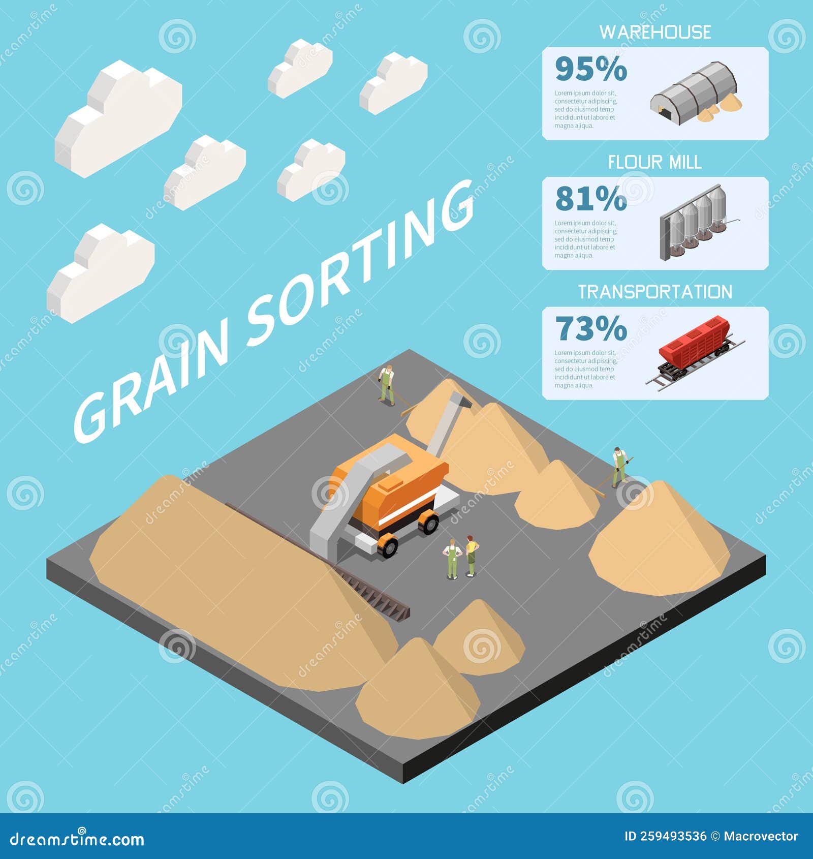 Wheat Grain Sorting Isometric Background Stock Illustration ...