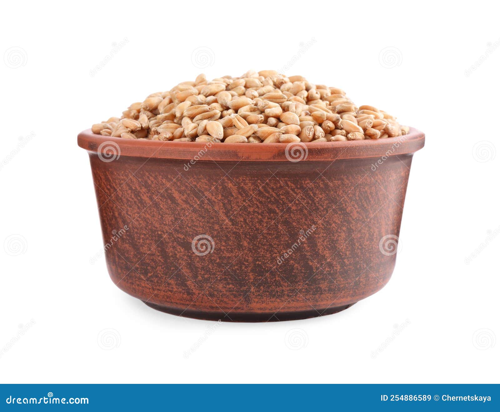 Wheat Grains in Bowl Isolated on White Stock Image - Image of food ...