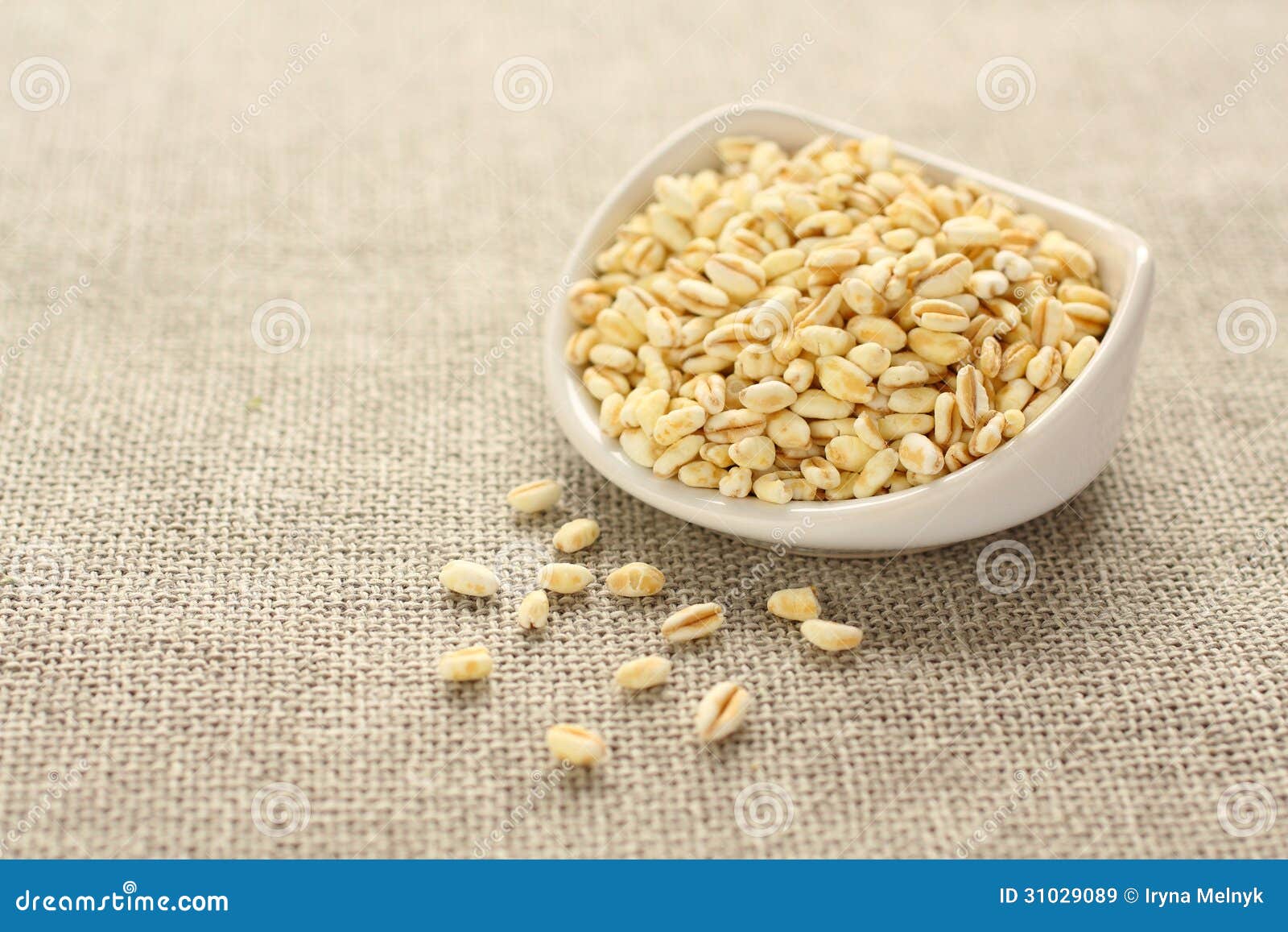 Wheat Grains in White Ceramic Bowl on Sackcloth Background Stock Image ...