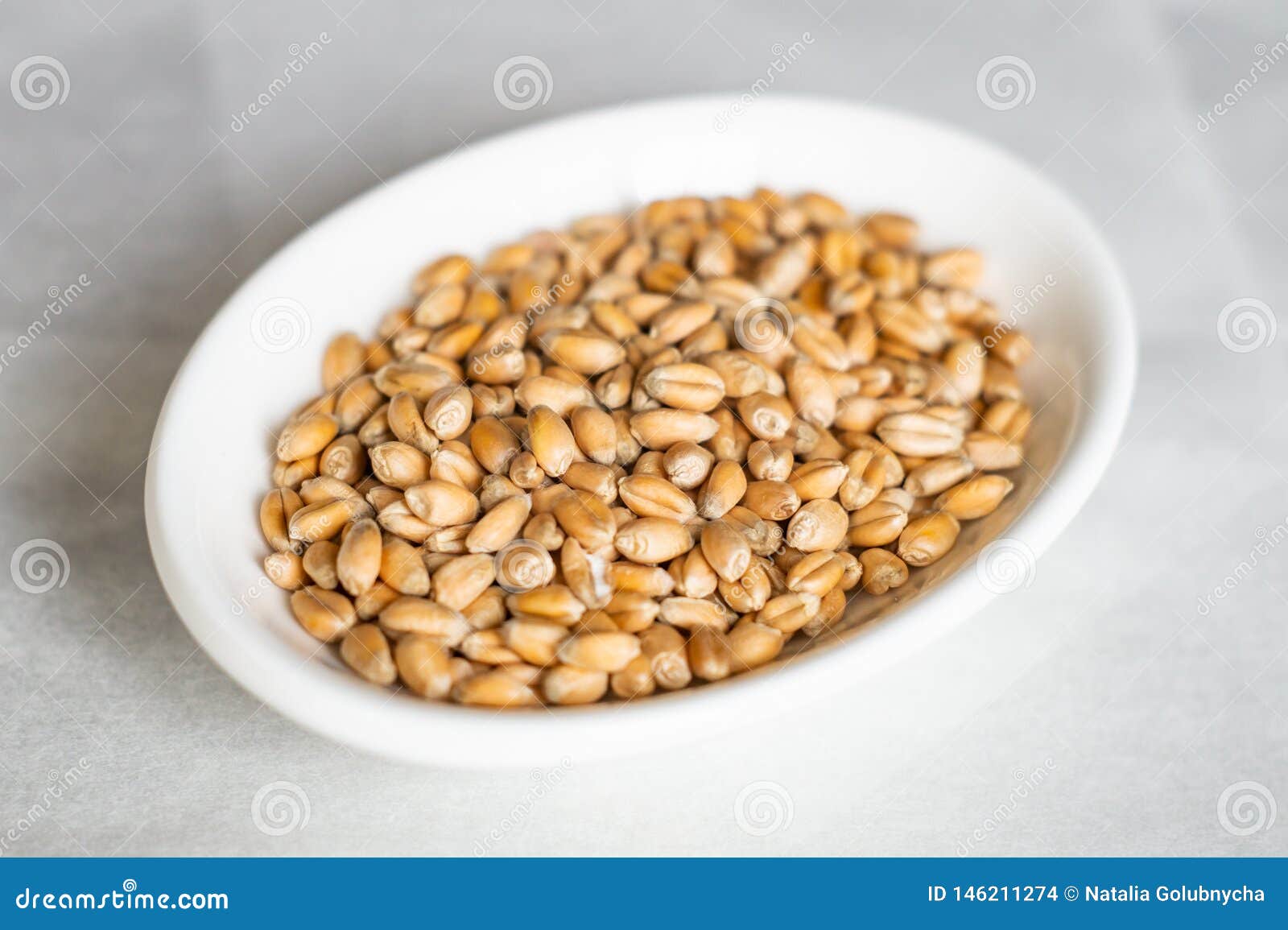 Wheat Grains on a White Plate Stock Photo - Image of agriculture, seed ...