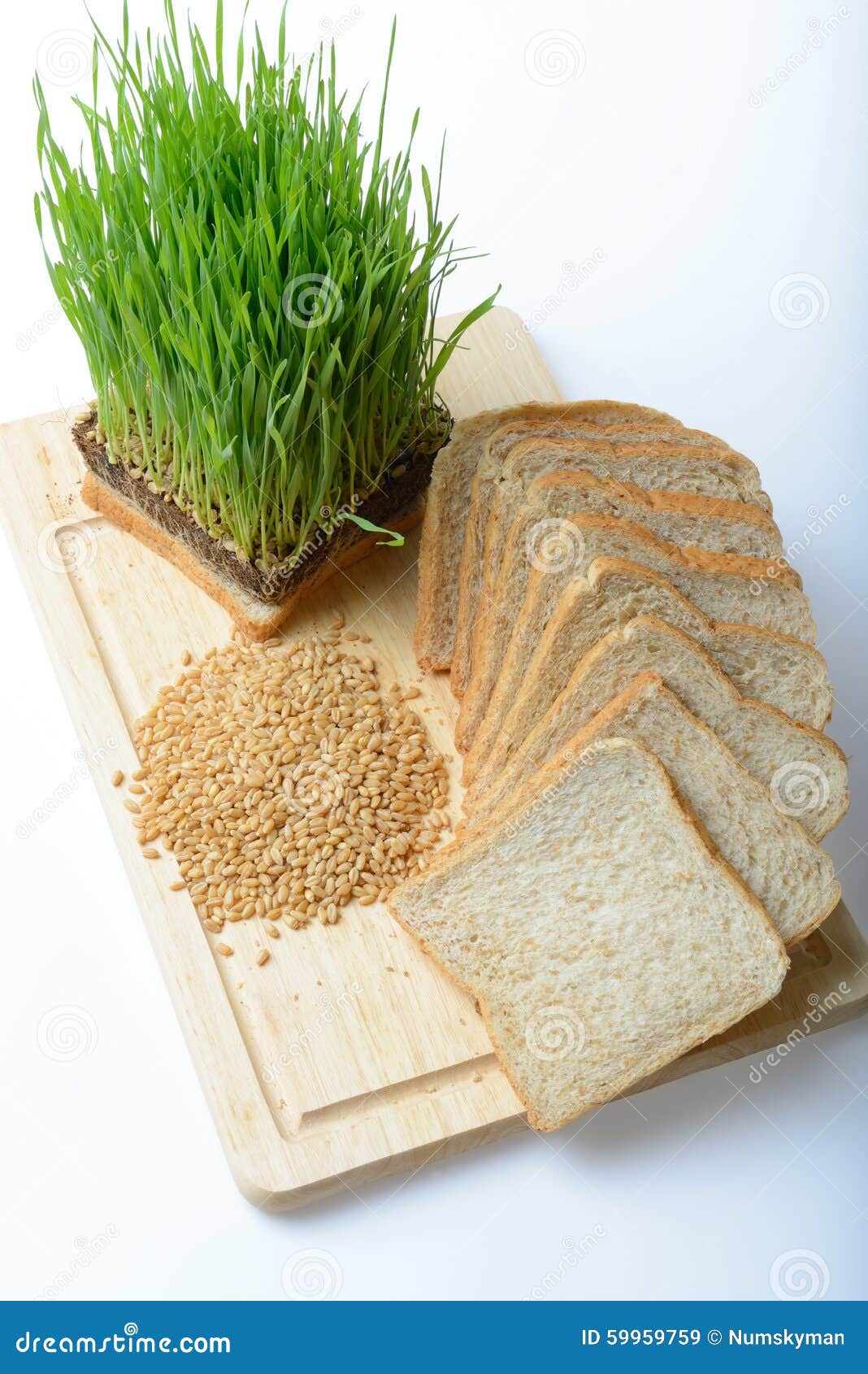 Wheat Grass,whole Wheat Bread and Wheat Grains Stock Image - Image of ...