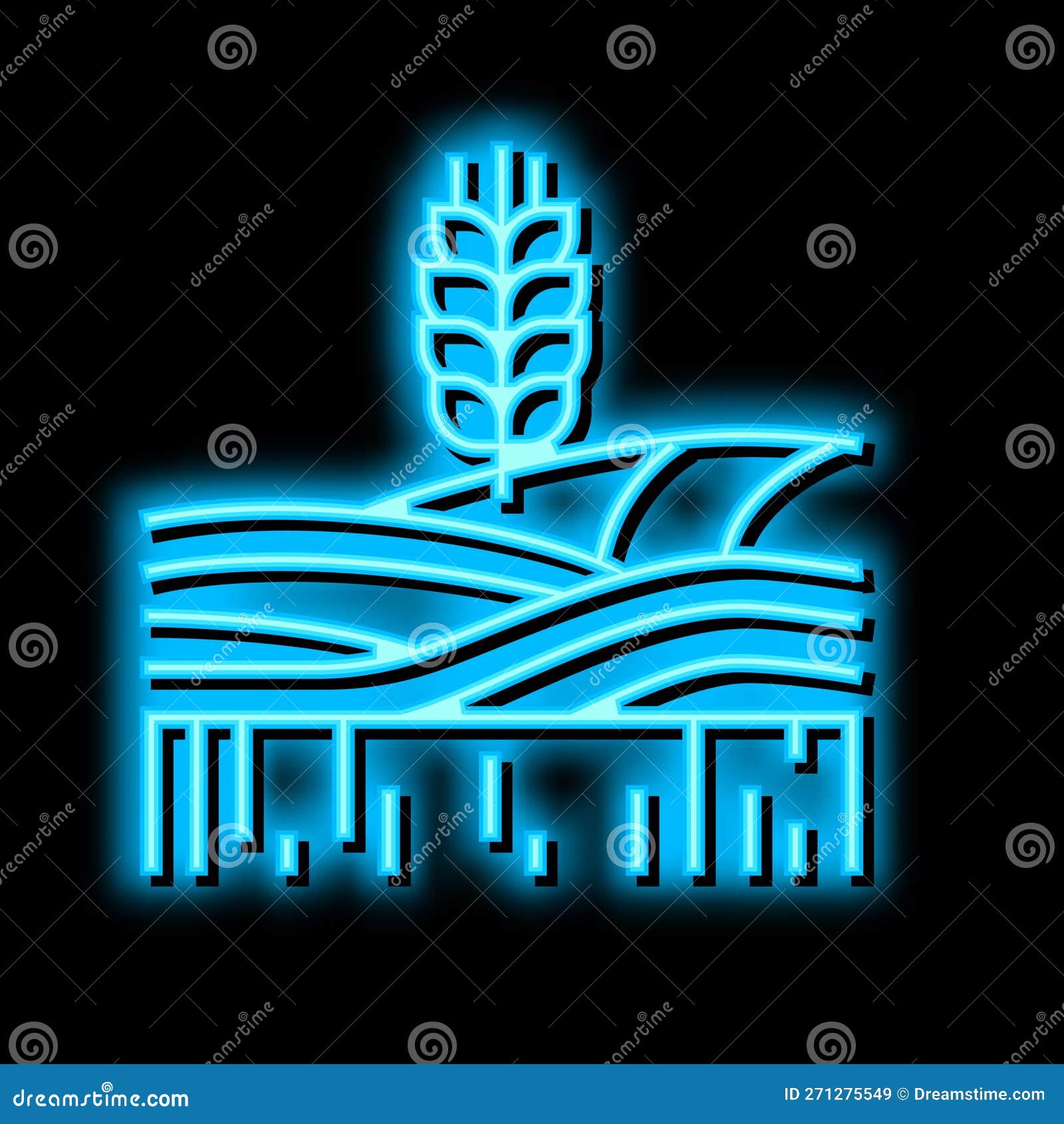 Wheat Growth Field Neon Glow Icon Illustration Stock Vector ...