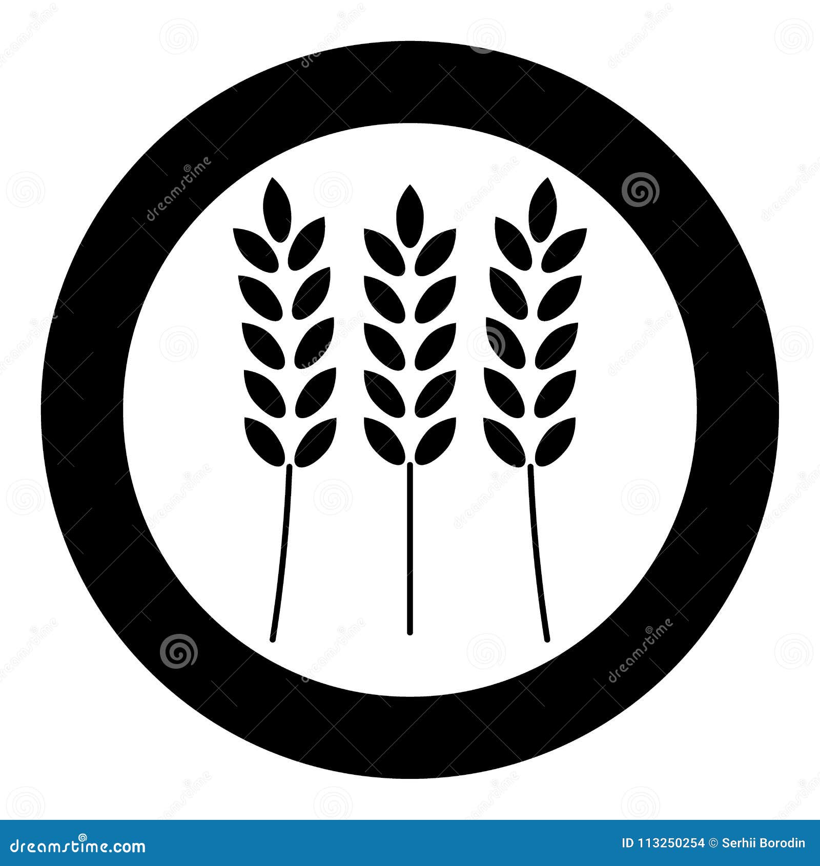 Wheat Icon Black Color in Circle Stock Vector - Illustration of symbol ...