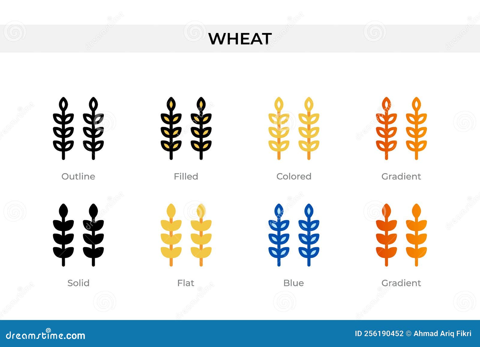 Wheat Icon in Different Style. Wheat Vector Icons Designed in Outline ...
