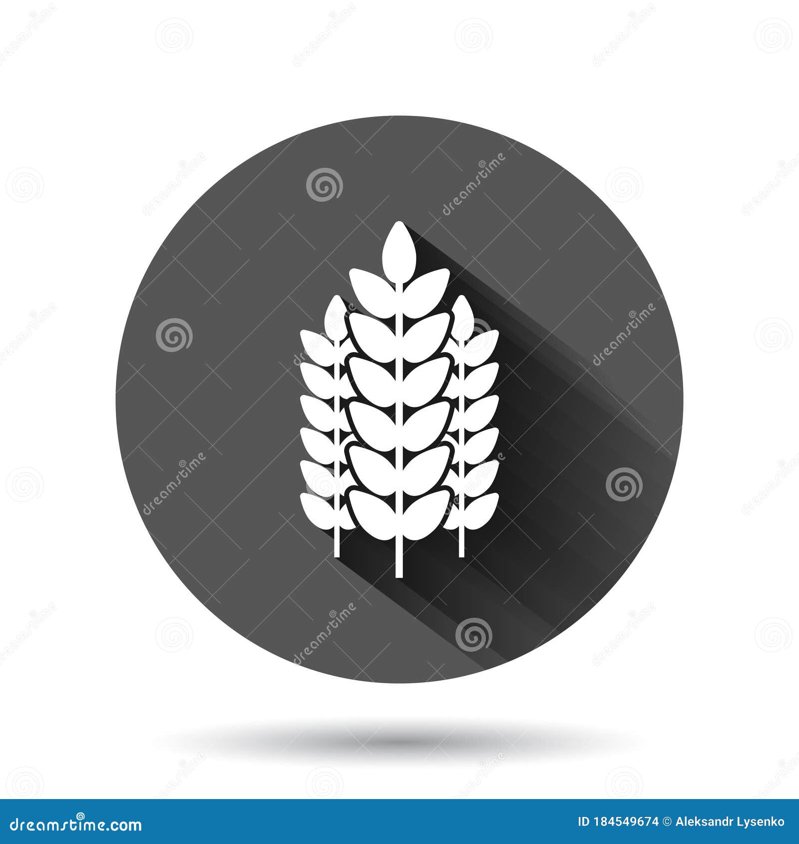 Wheat Icon in Flat Style. Barley Vector Illustration on Black Round ...