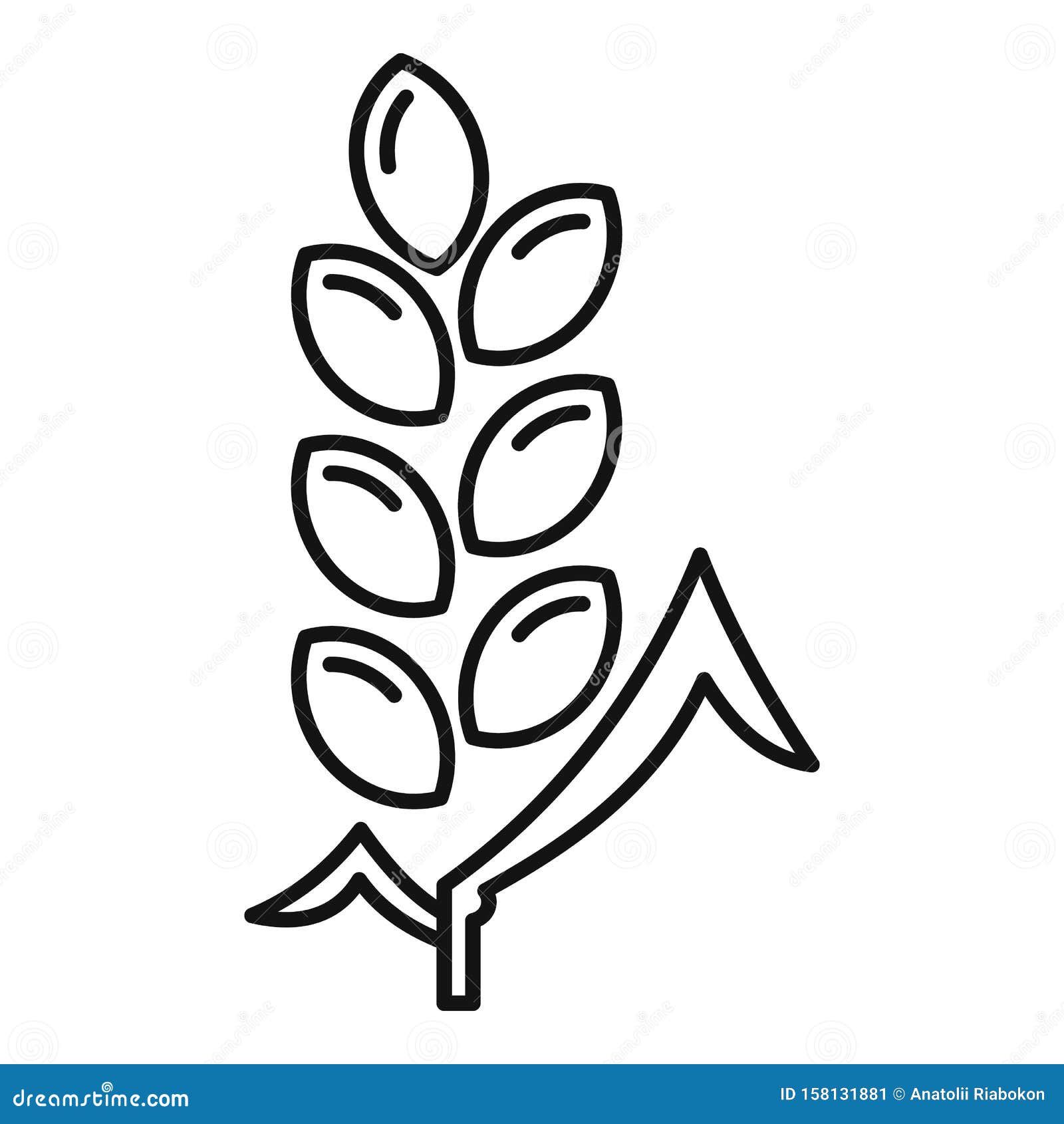 Wheat icon, outline style stock vector. Illustration of outline - 158131881