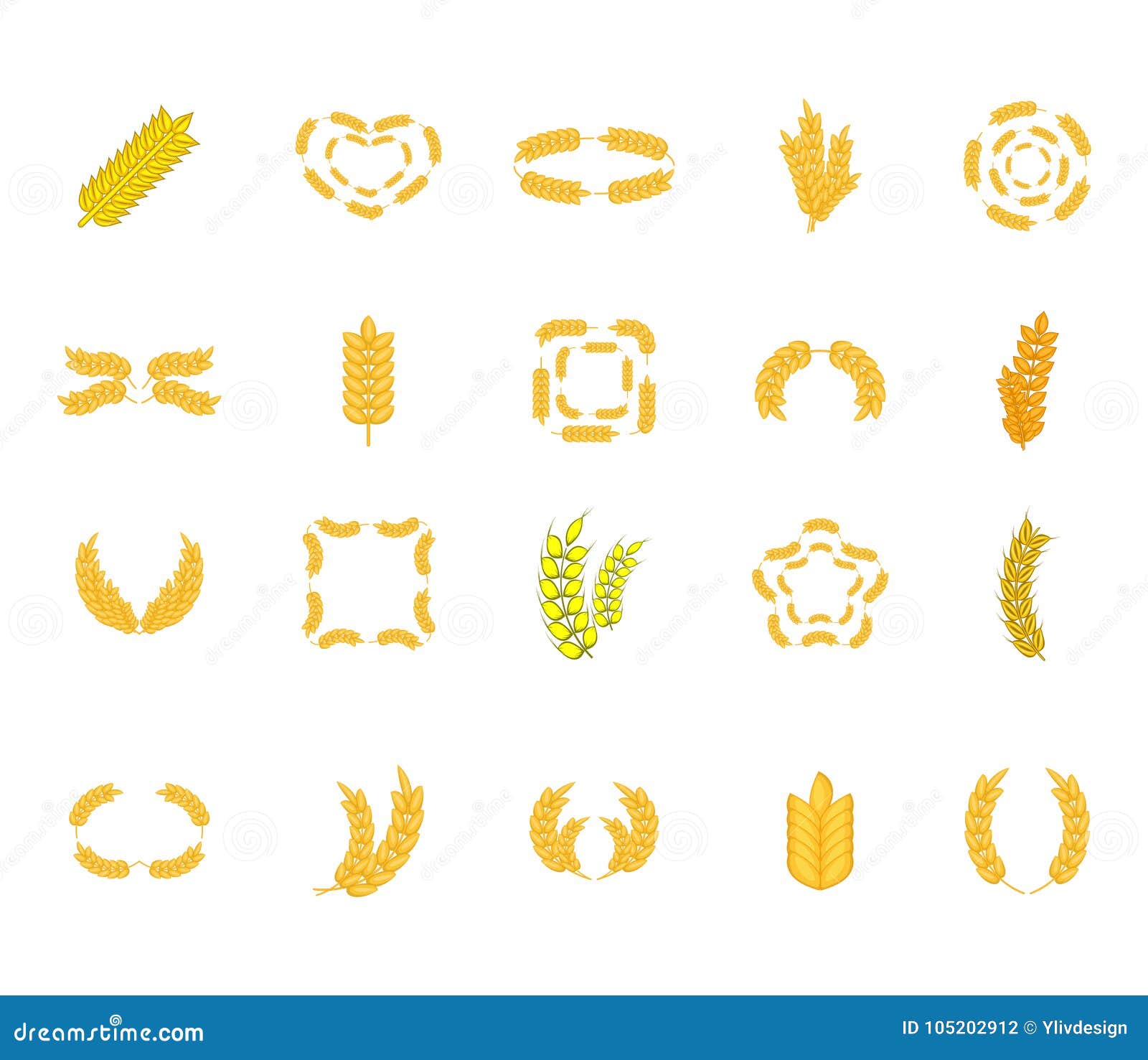 Wheat Icon Set, Cartoon Style Stock Vector - Illustration of growth ...