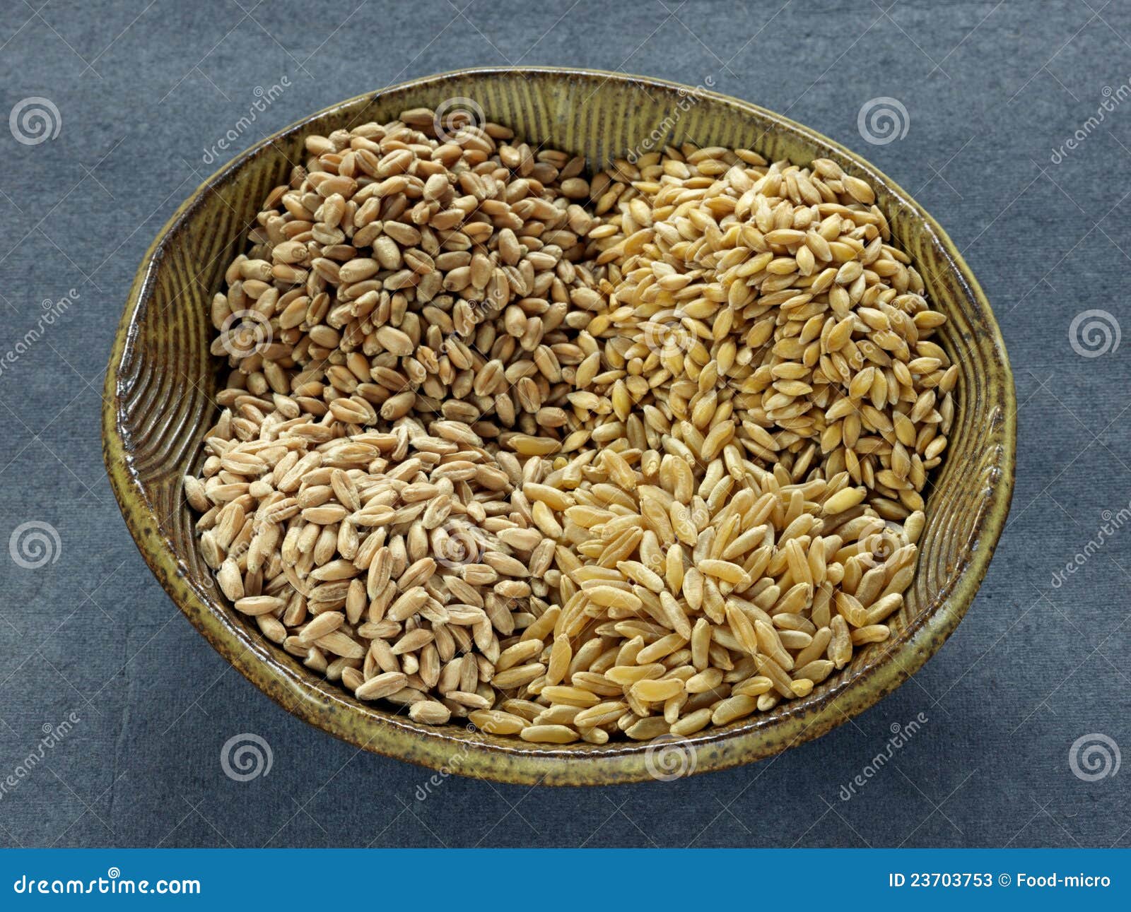 Wheat,kamut and spelt stock image. Image of salad, blue - 23703753