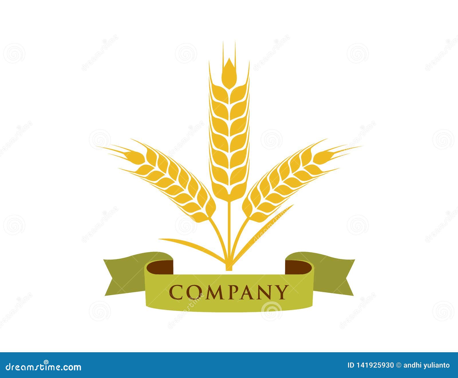 Wheat Nettle Grain with Ribbon Banner Vector Logo Design Stock ...