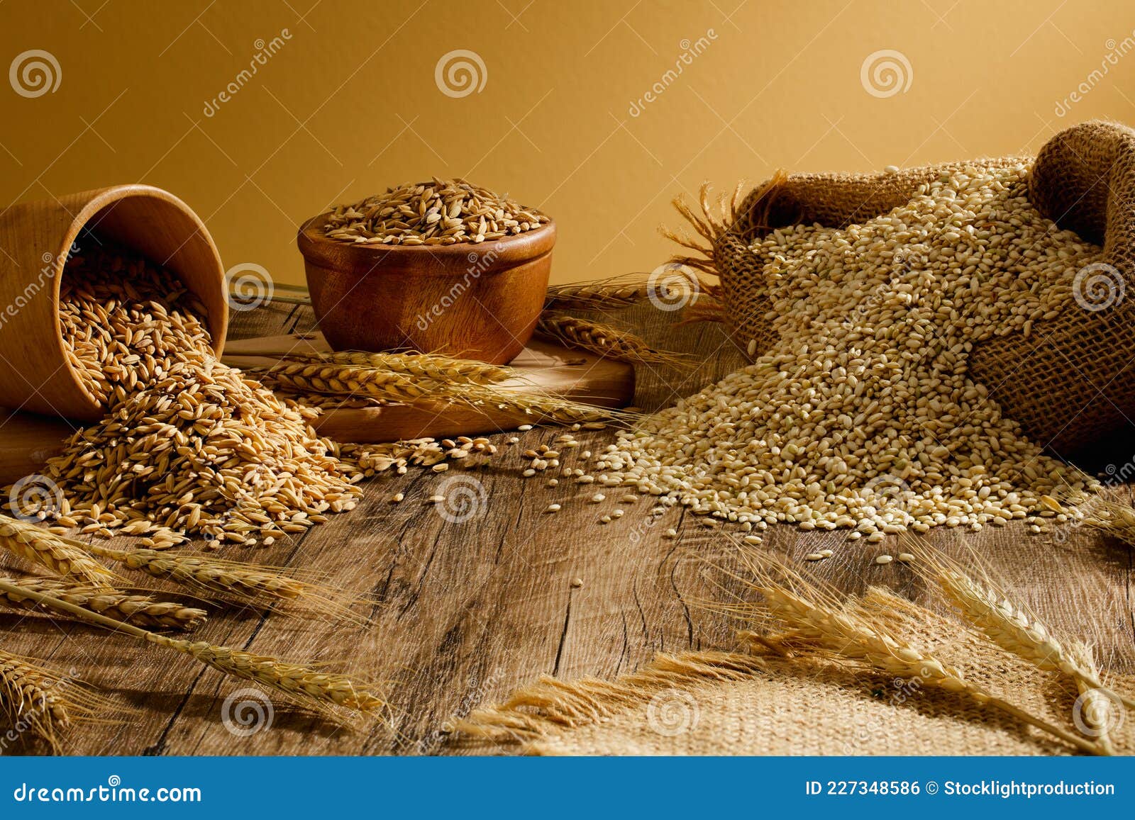 Wheat Nuts Bag on a Wooden Table Stock Photo - Image of arrangement ...