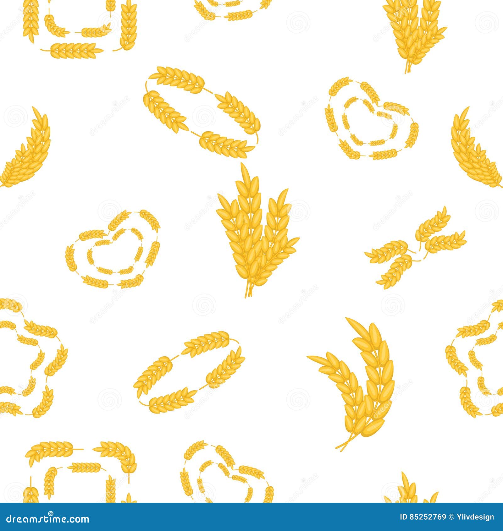 Wheat Pattern, Cartoon Style Stock Vector - Illustration of grain ...