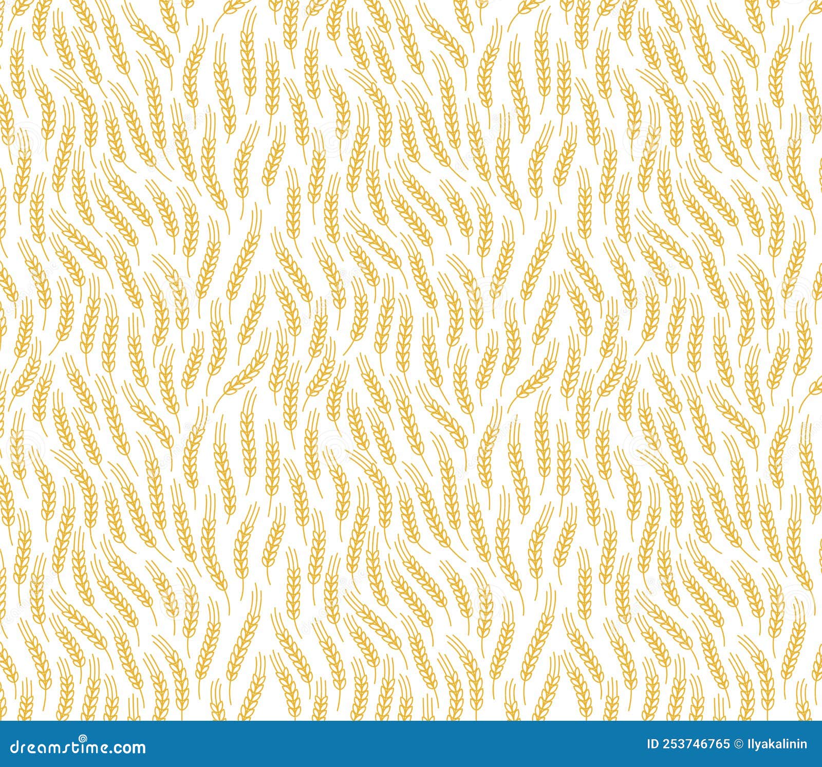 Wheat Pattern. Editable Outline Stroke Thickness. Vector Line. Leaves ...
