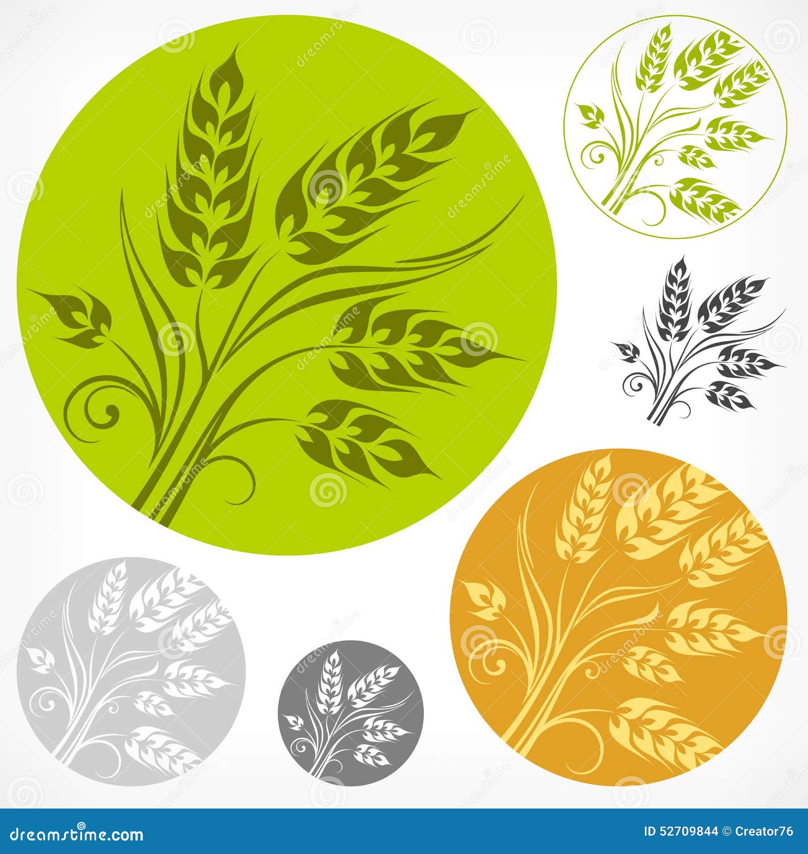 Wheat pattern in round stock vector. Illustration of ornate - 52709844