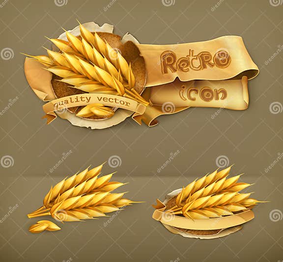 Wheat, retro vector icons stock vector. Illustration of background ...