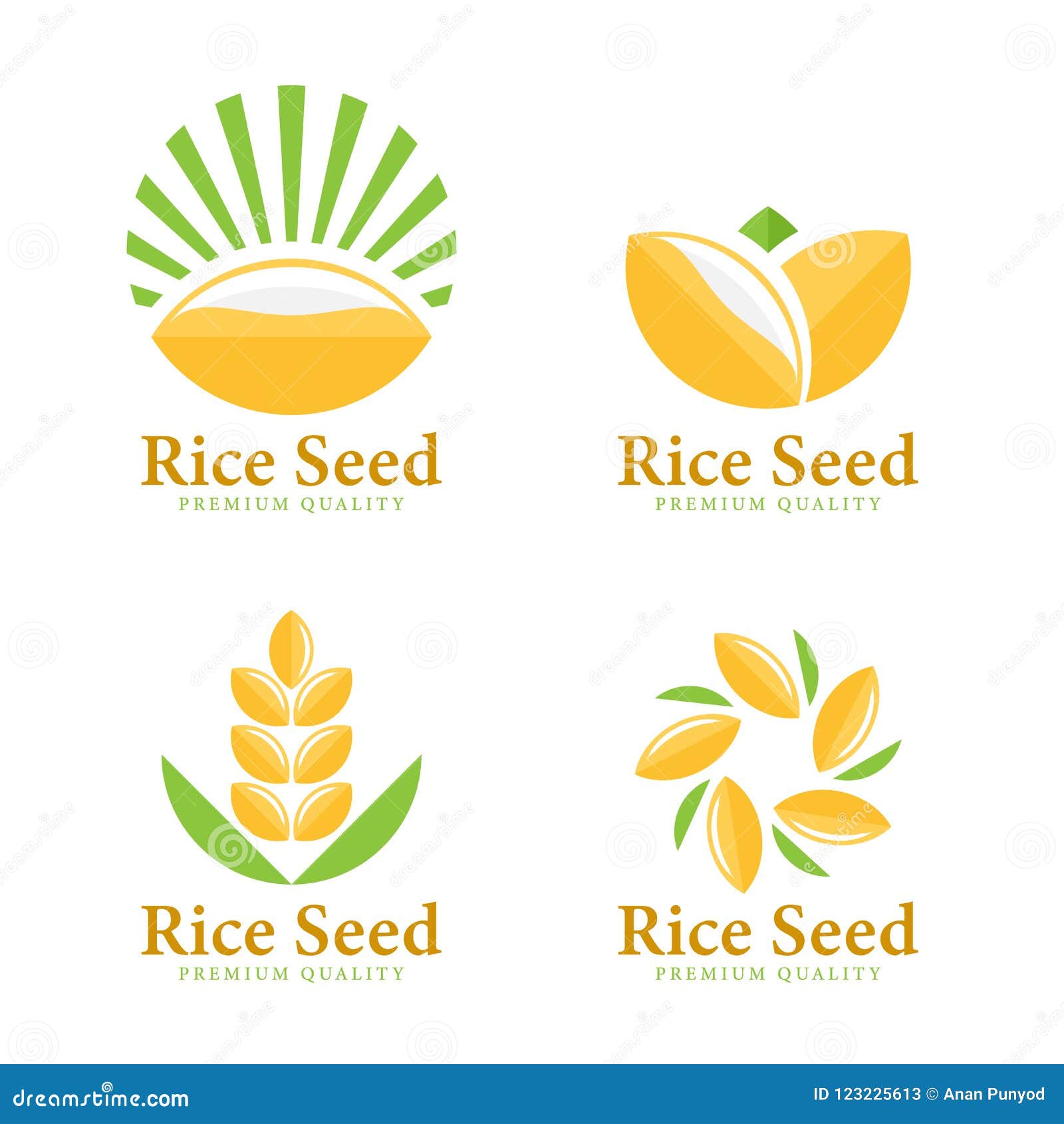 Wheat Rice Seed Logo Sign Vector Set Design Stock Vector - Illustration ...