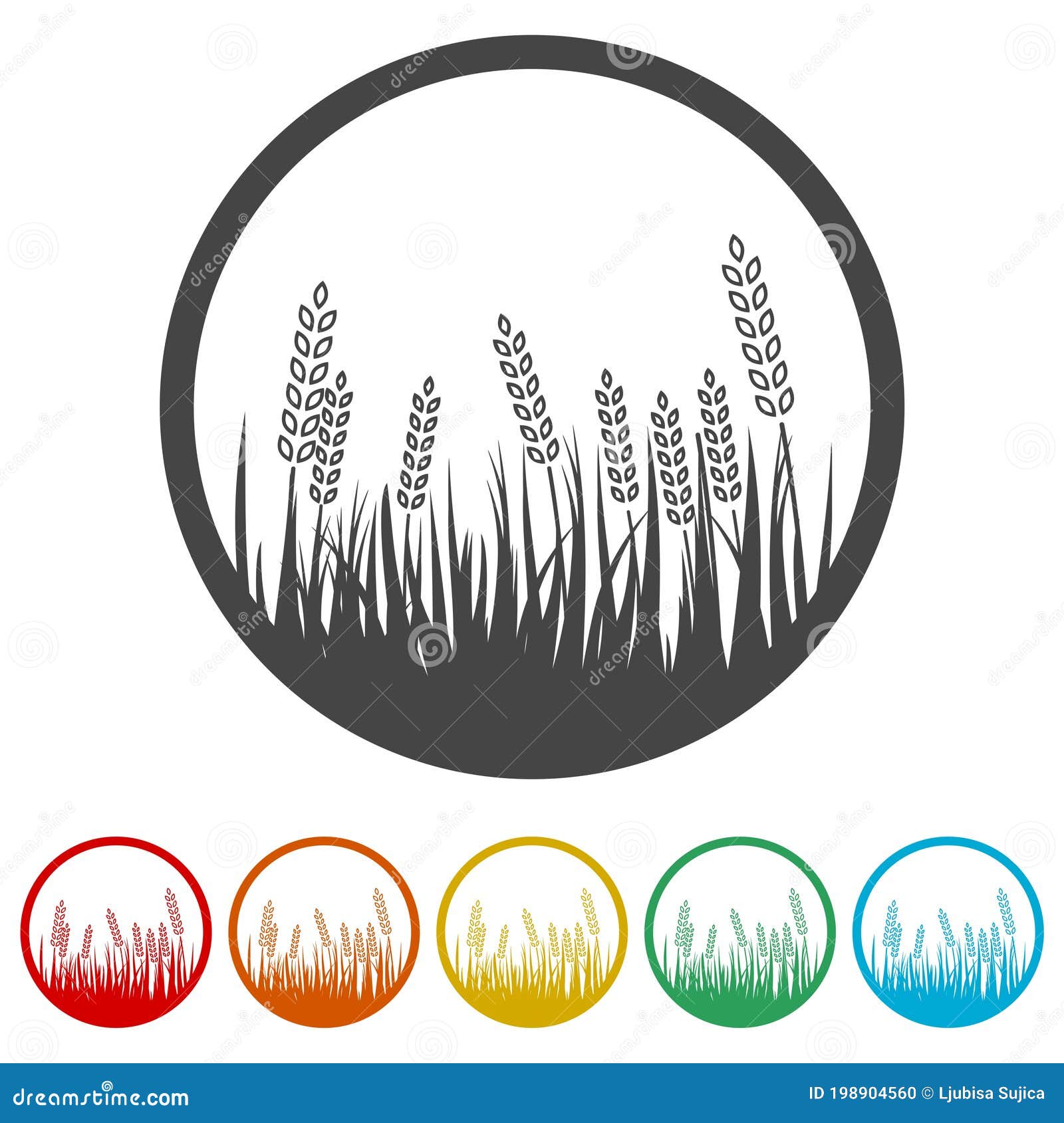 Wheat ring icon, color set stock vector. Illustration of environment ...