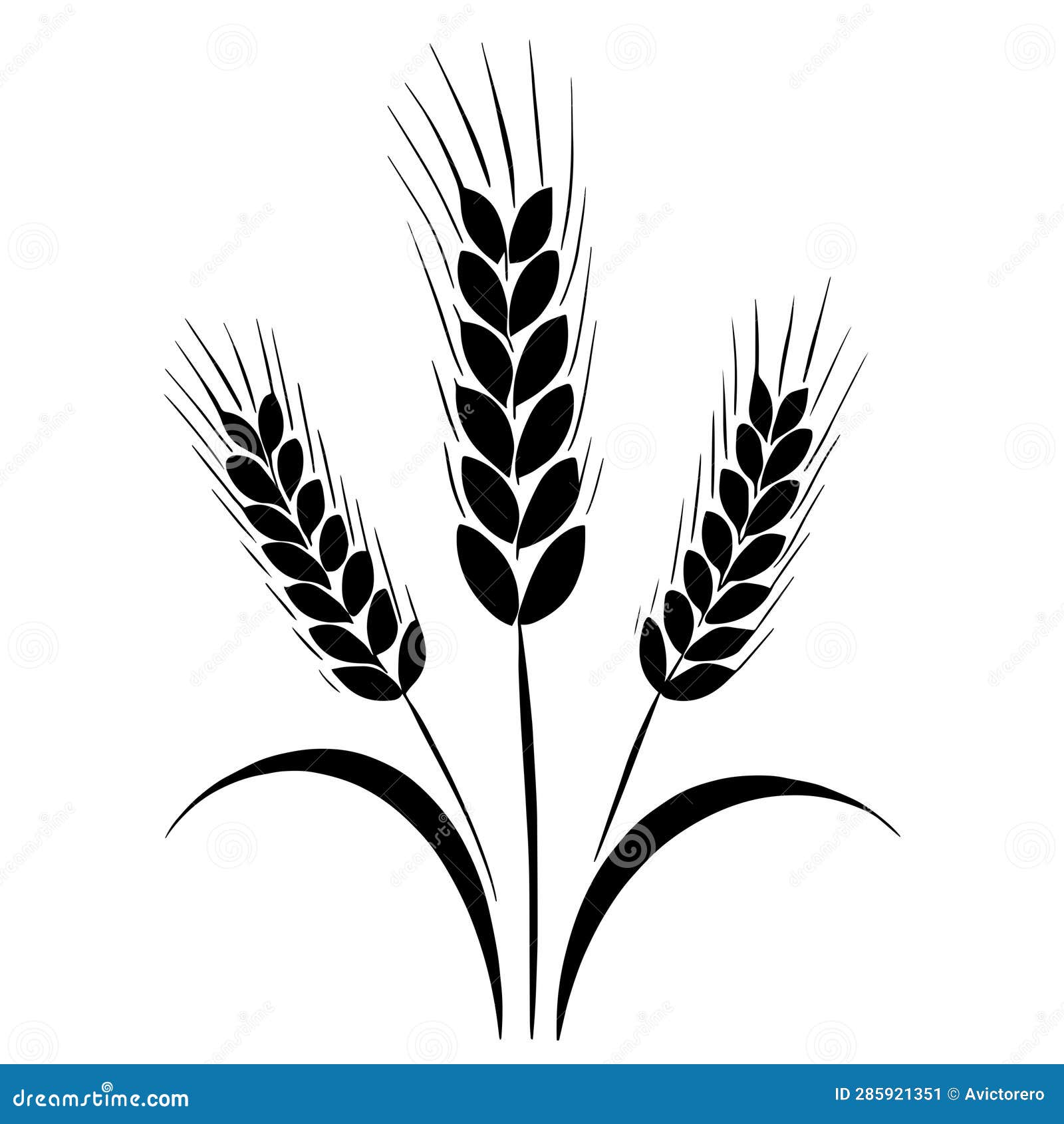 Wheat or Rye Ear Silhouette Icon Isolated Stock Vector - Illustration ...