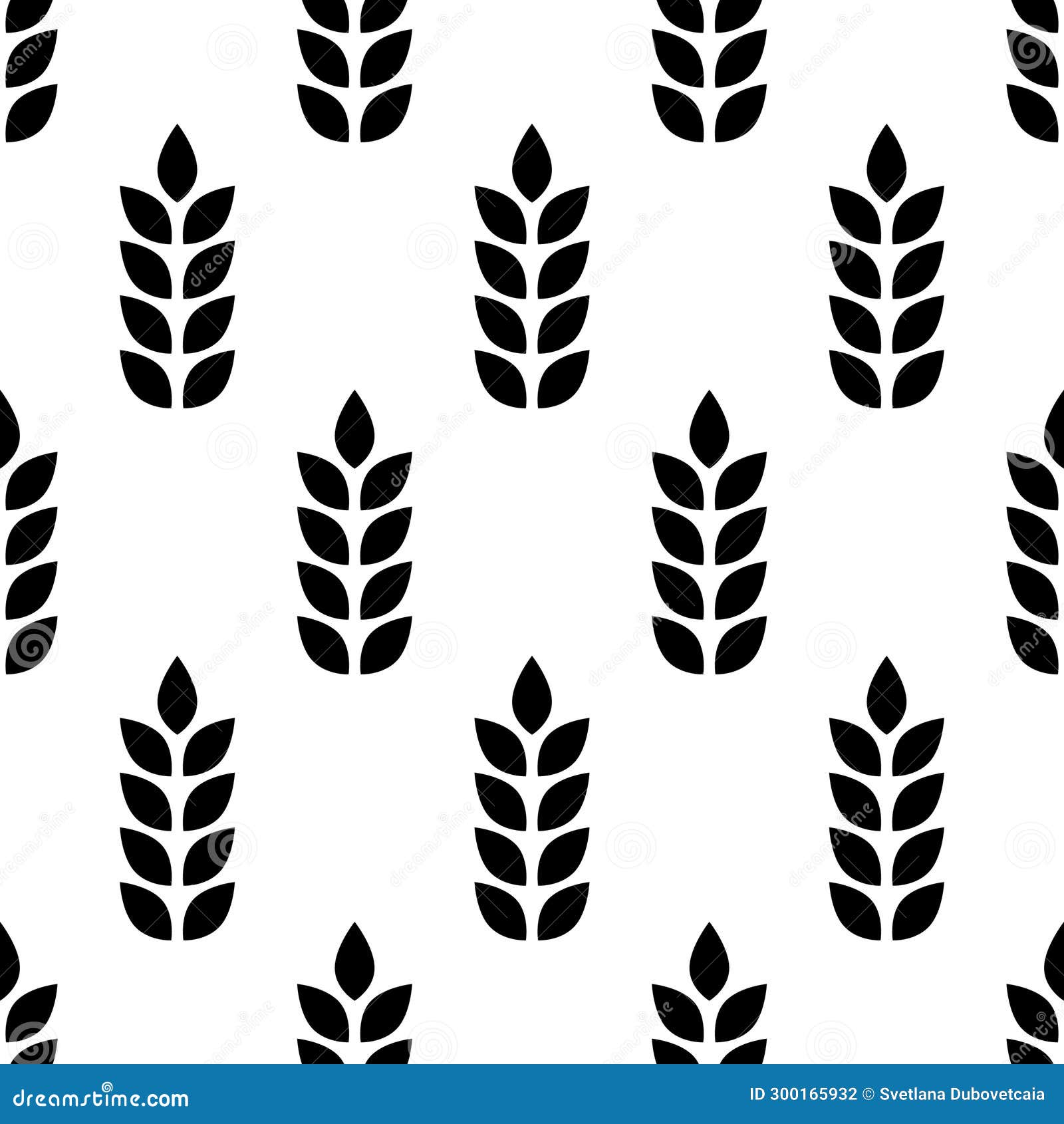 Wheat Seamless Pattern. Repeating Black Grain Wheats on White ...