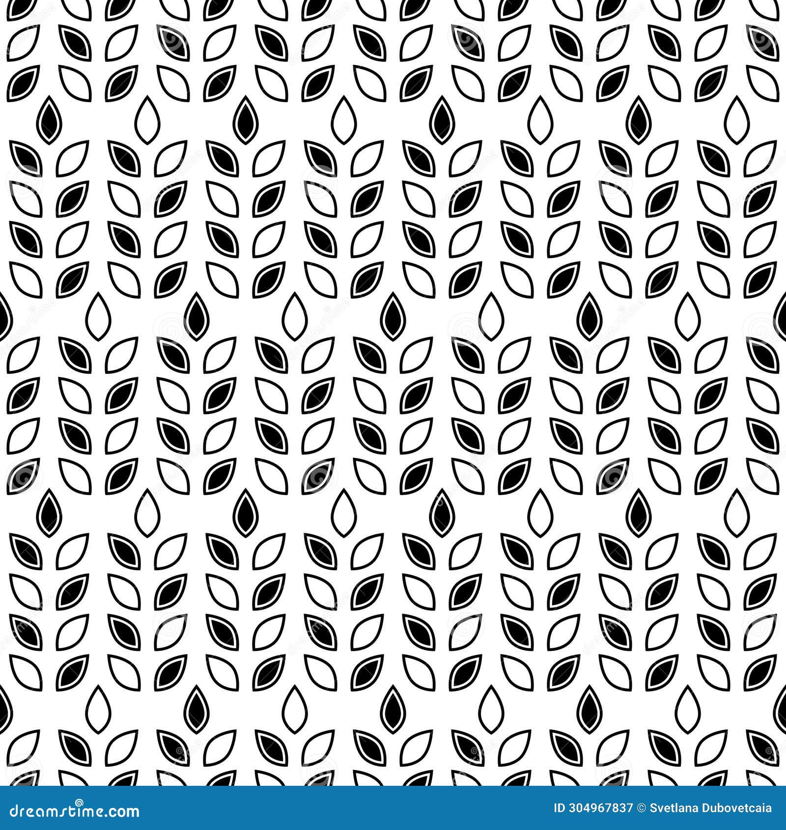 Wheat Seamless Pattern. Repeating Black Grain Wheats On White ...