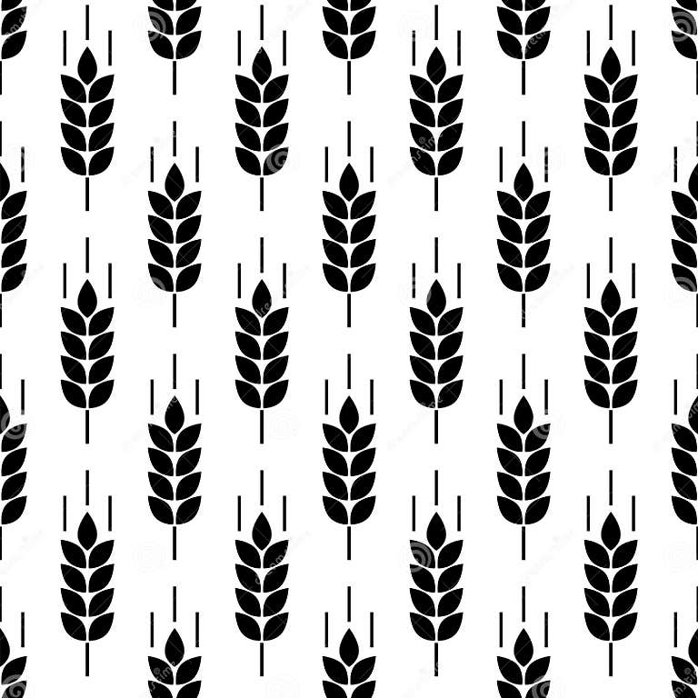 Wheat Seamless Pattern. Repeating Malt Texture. Repeated Black Bakery ...