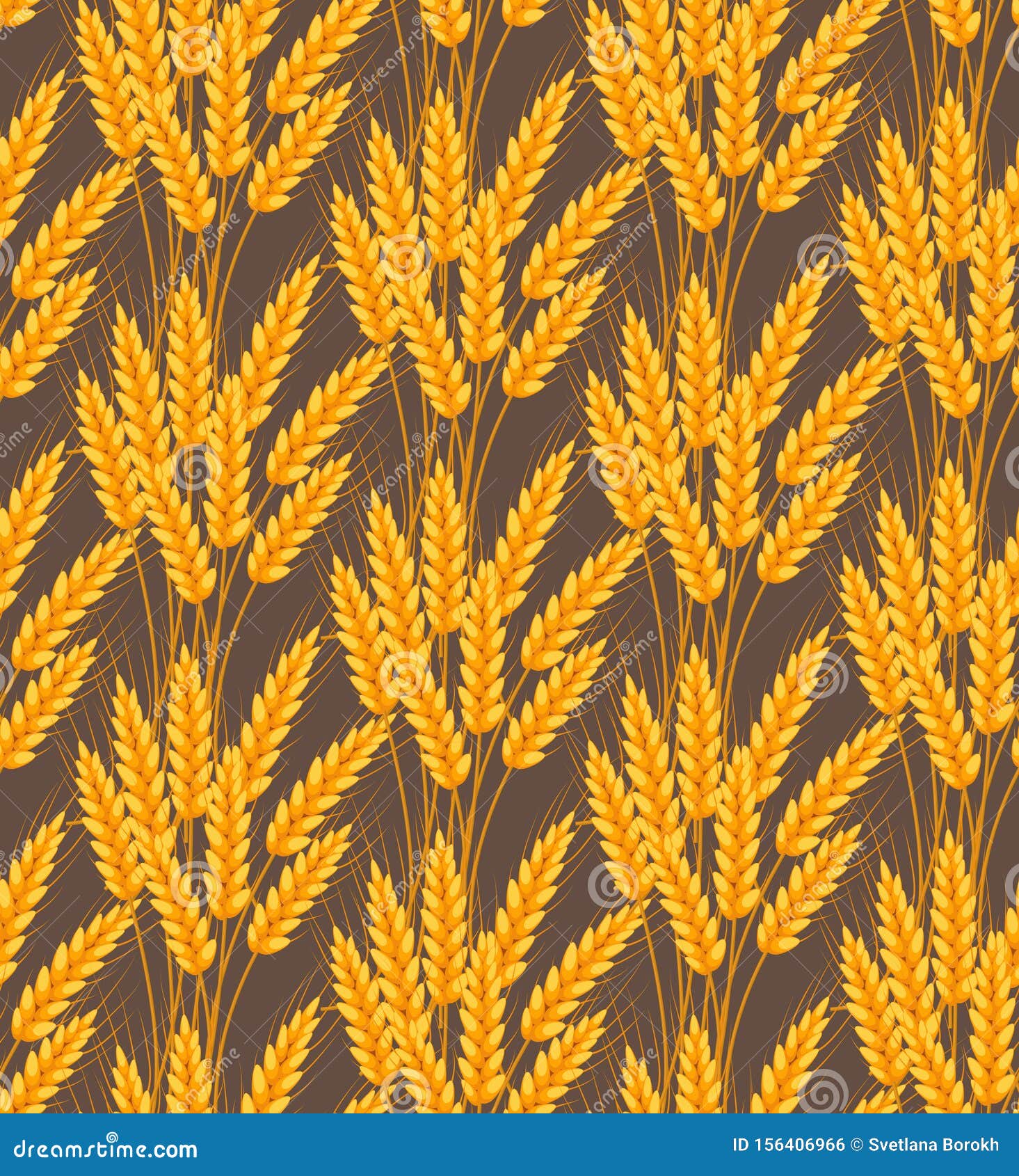 Endless Wheat, Barley And Oat Cereals Background, Flat Vector ...