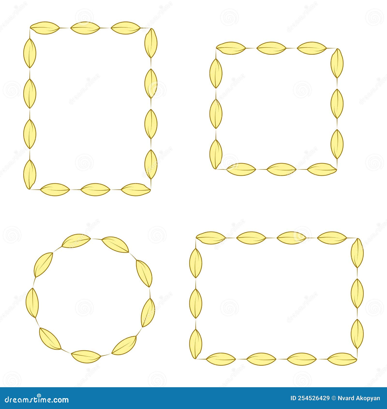 Wheat Seeds Frames Set. Different Geometry Shape Stock Vector ...