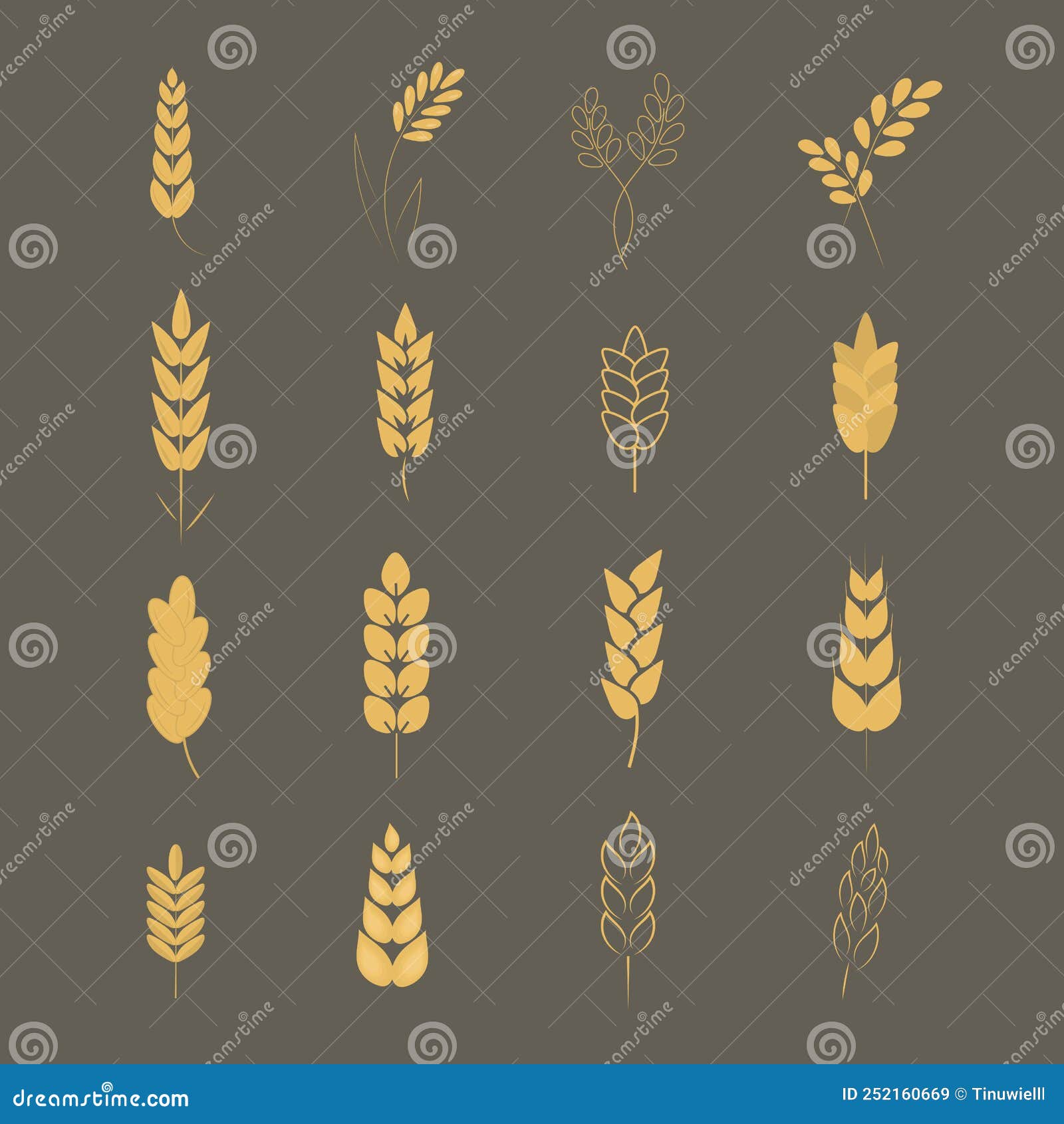 Wheat Simple Flat Illustration Icon Collection Stock Vector ...