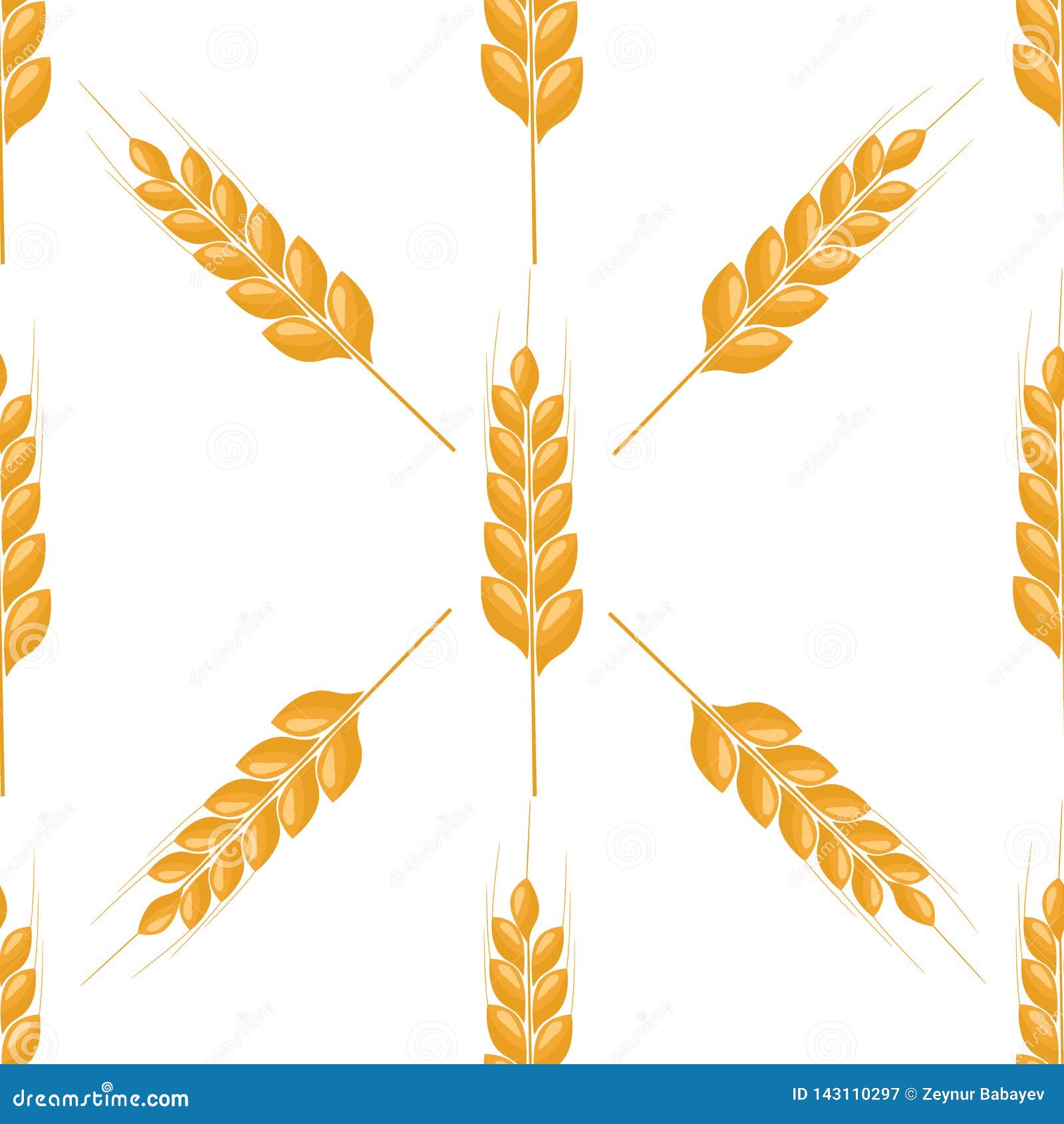 Wheat Spike Seamless Background. Organic Ear Grain Textured Pattern ...