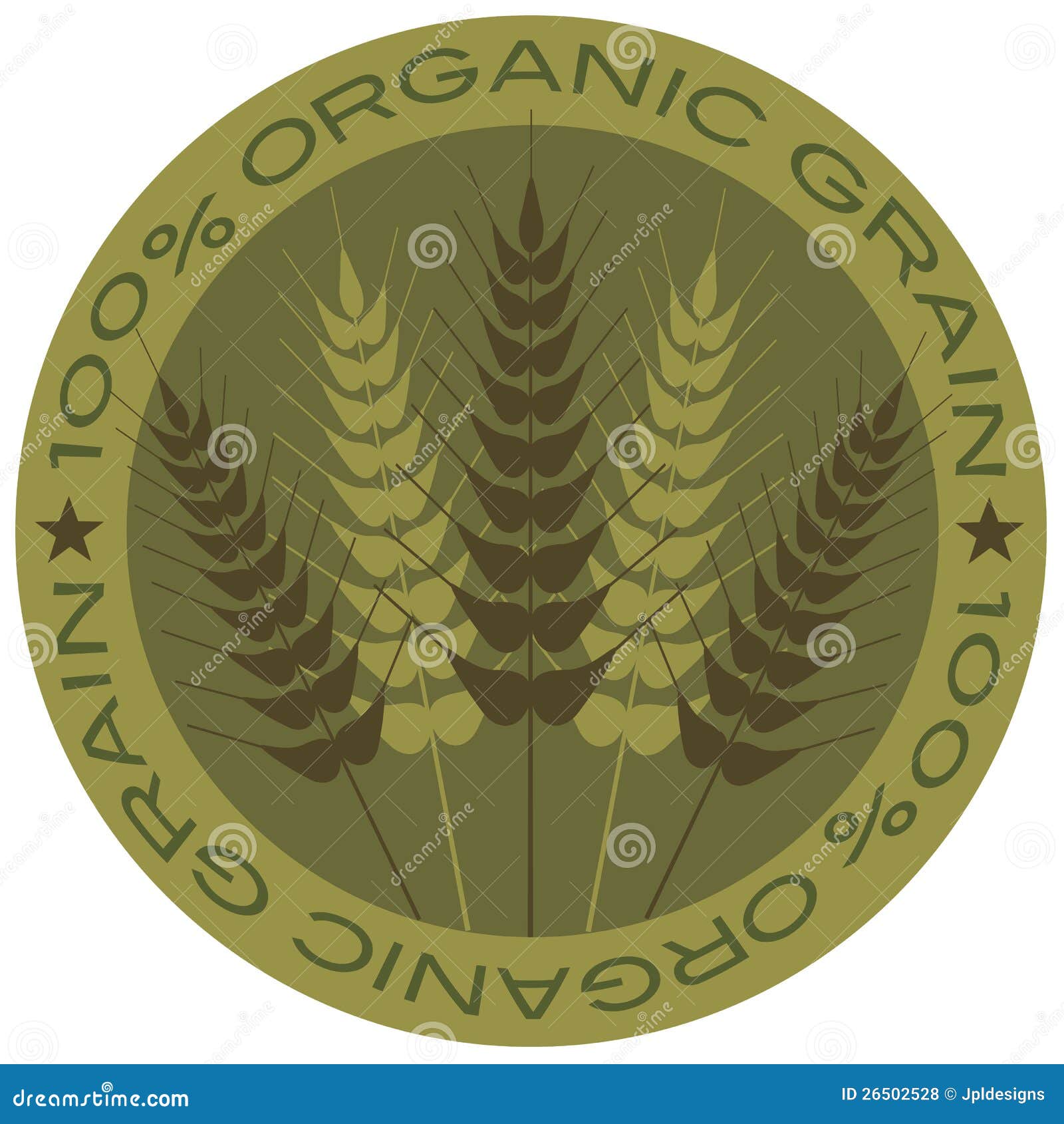 Wheat Stalk 100 Organic Grain Label Stock Vector - Illustration of ...