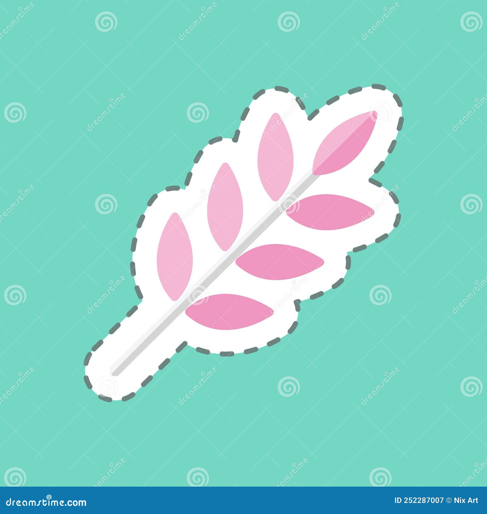 Wheat Sticker in Trendy Line Cut Isolated on Blue Background Stock ...