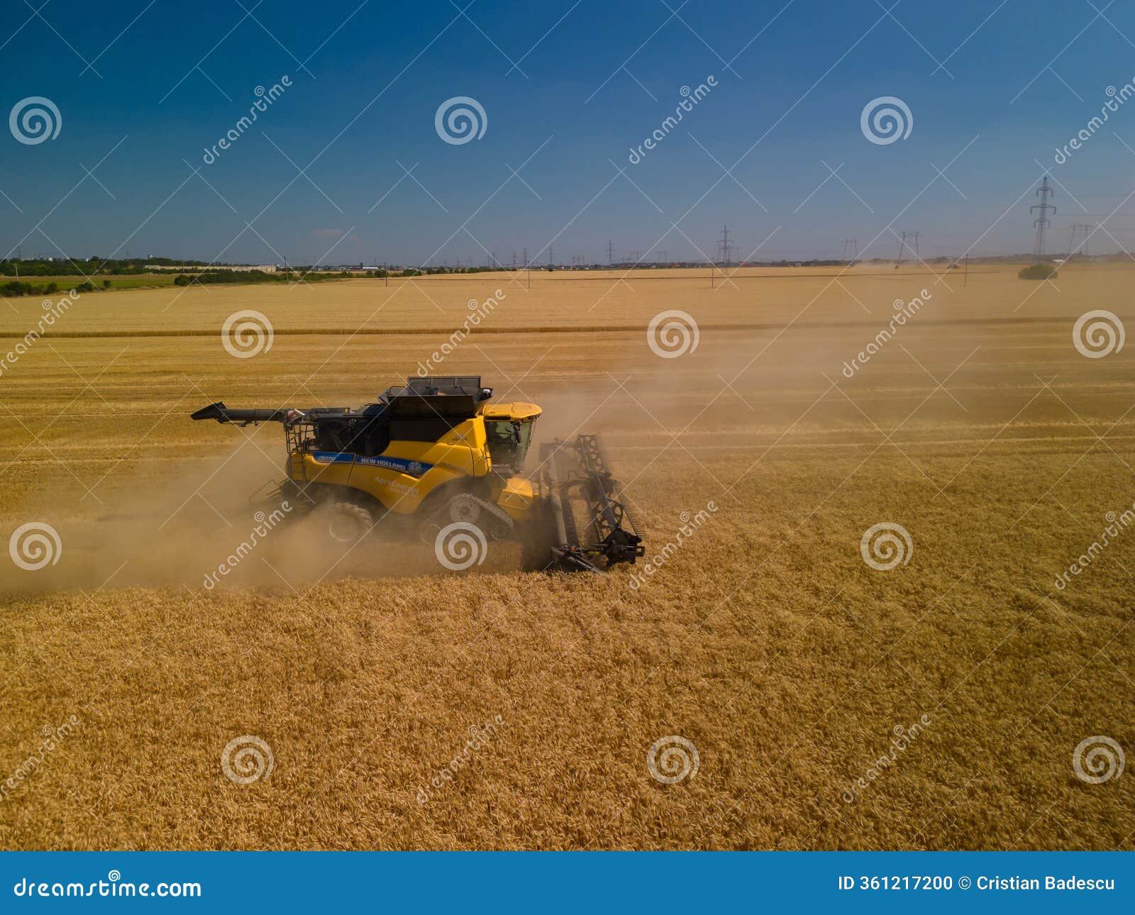 Wheat Threshing Combine in the Field. Advanced Technology for ...