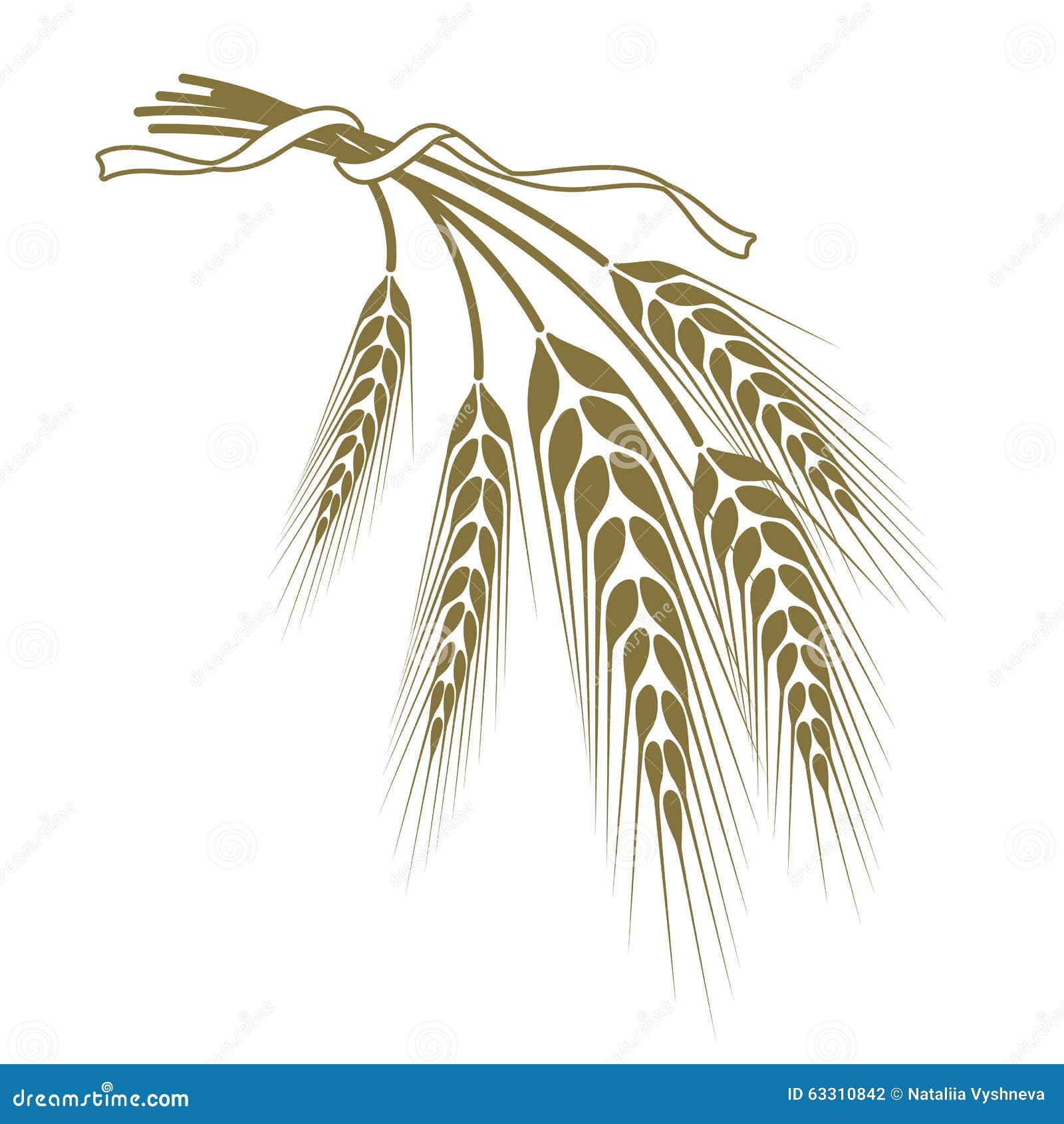 Wheat tied with a ribbon stock vector. Illustration of organic - 63310842