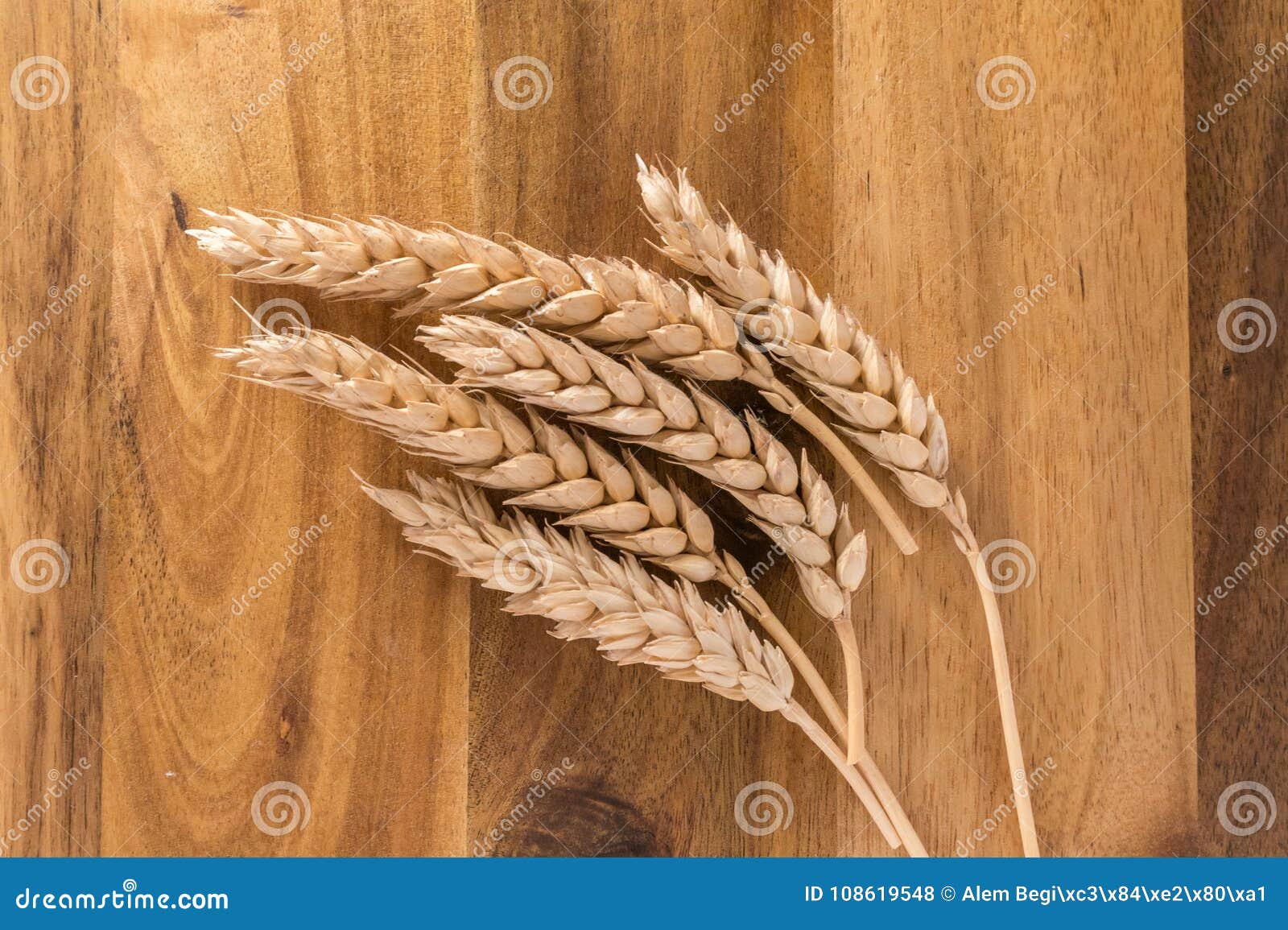 Wheat Top View on Wooden Table Stock Photo - Image of yellow, harvest ...