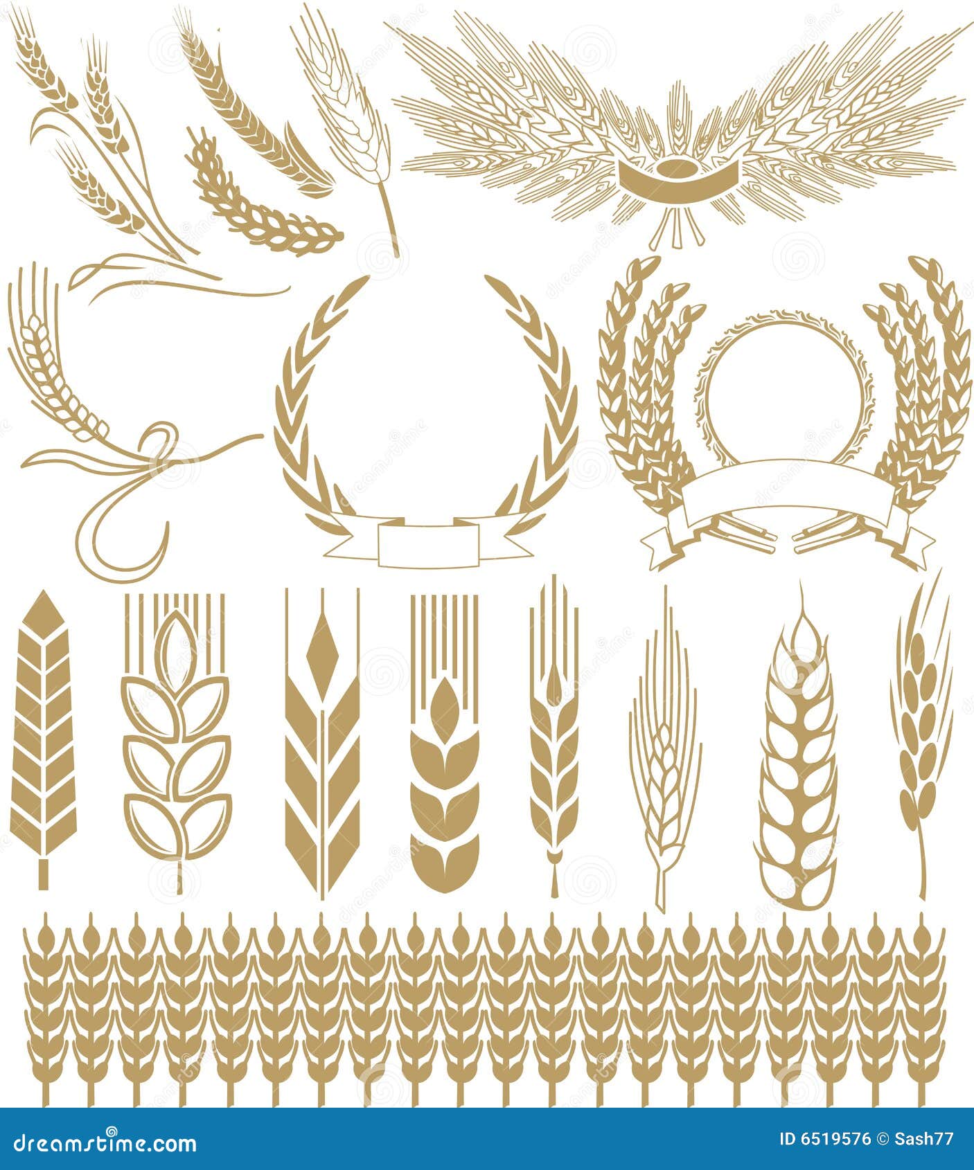 Wheat vector stock vector. Illustration of decor, gold - 6519576