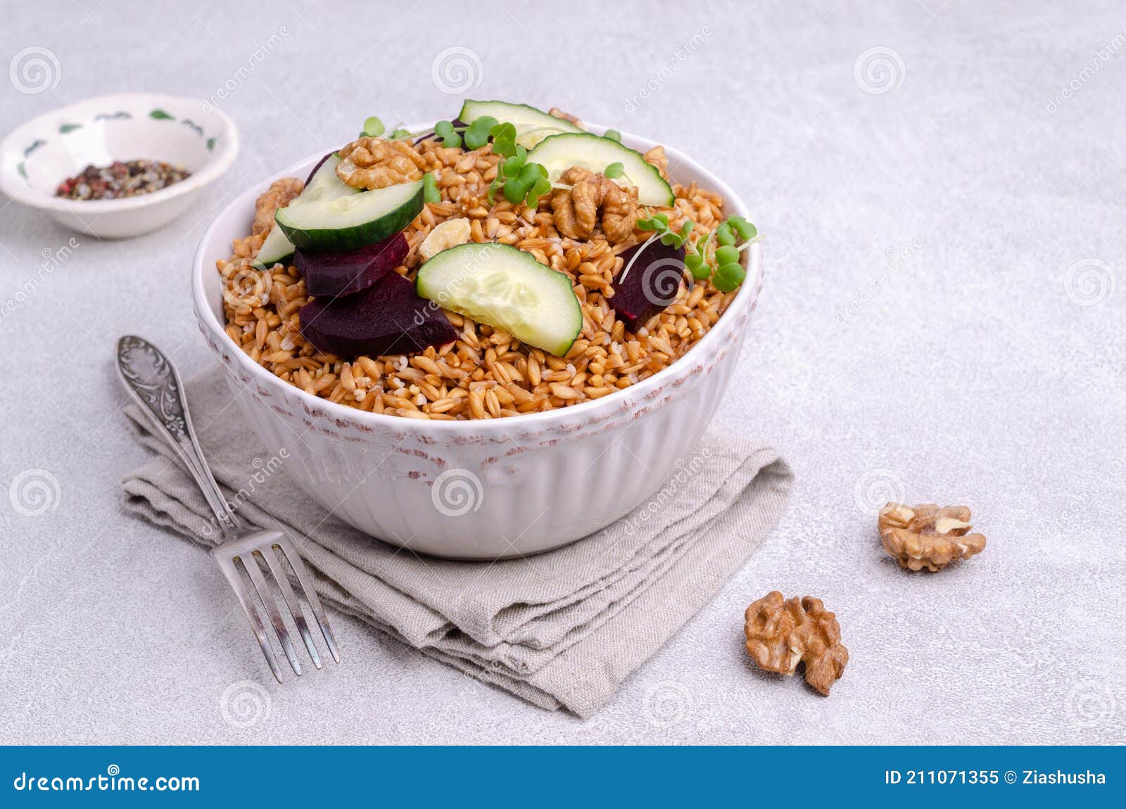 Wheat with vegetables stock image. Image of farro, grains - 211071355