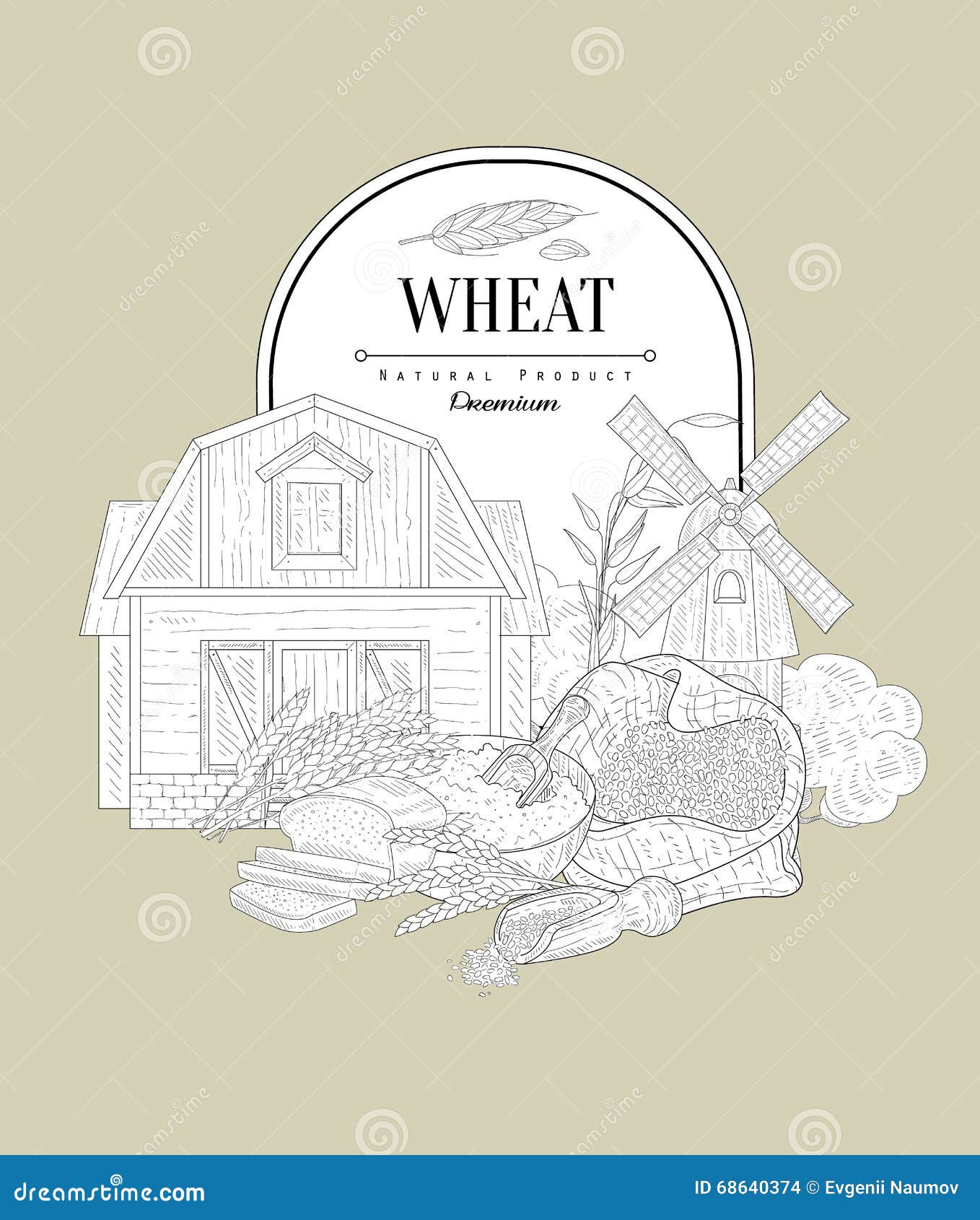 Wheat Vintage Sketch stock vector. Illustration of mill - 68640374