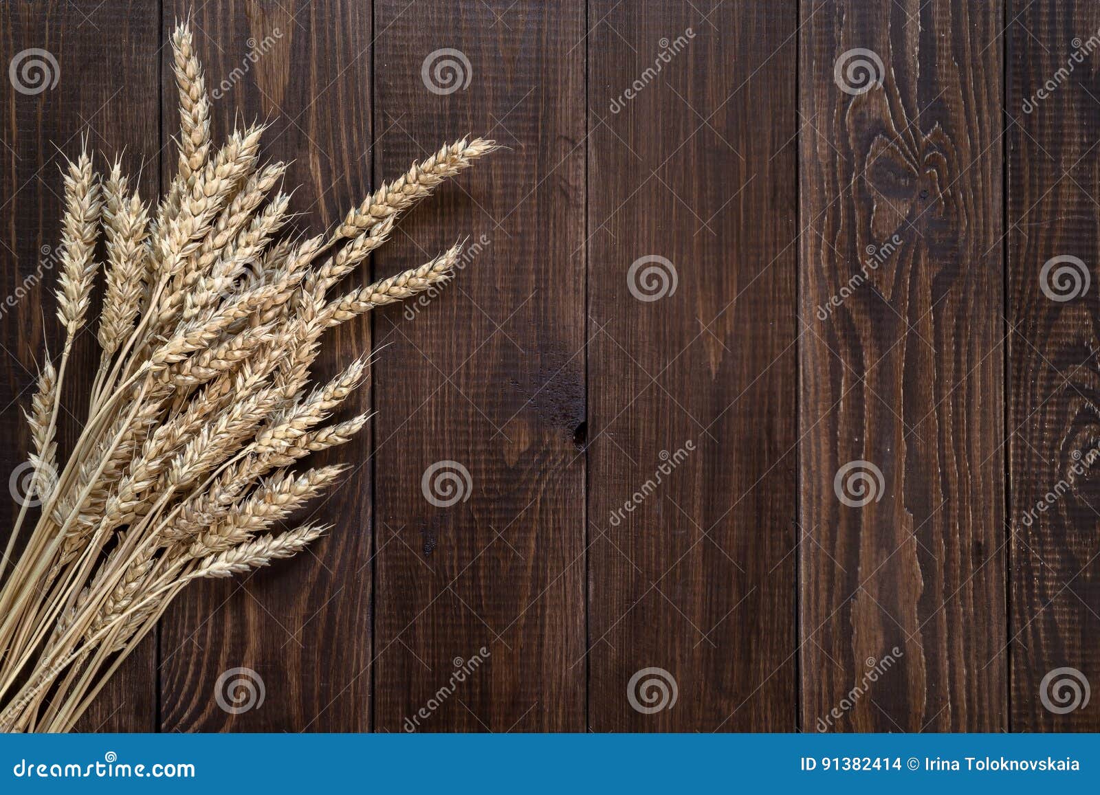 Wheat on a Wooden Background. Stock Photo - Image of design, harvest ...