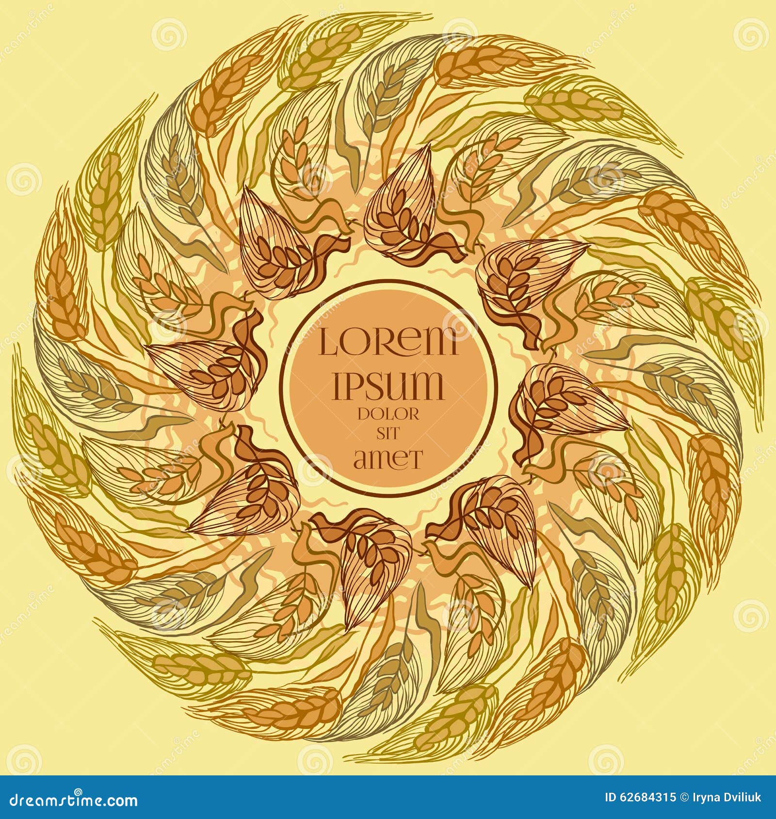 Wheat Wreath Background, Text Place, Circle Frame. Stock Vector ...