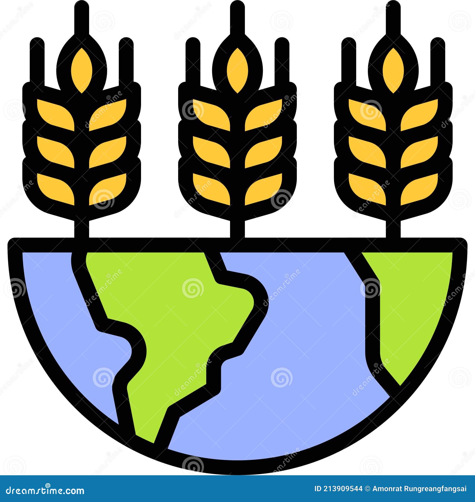 Wheats on Half Earth Icon, Earth Day Related Vector Stock Vector ...