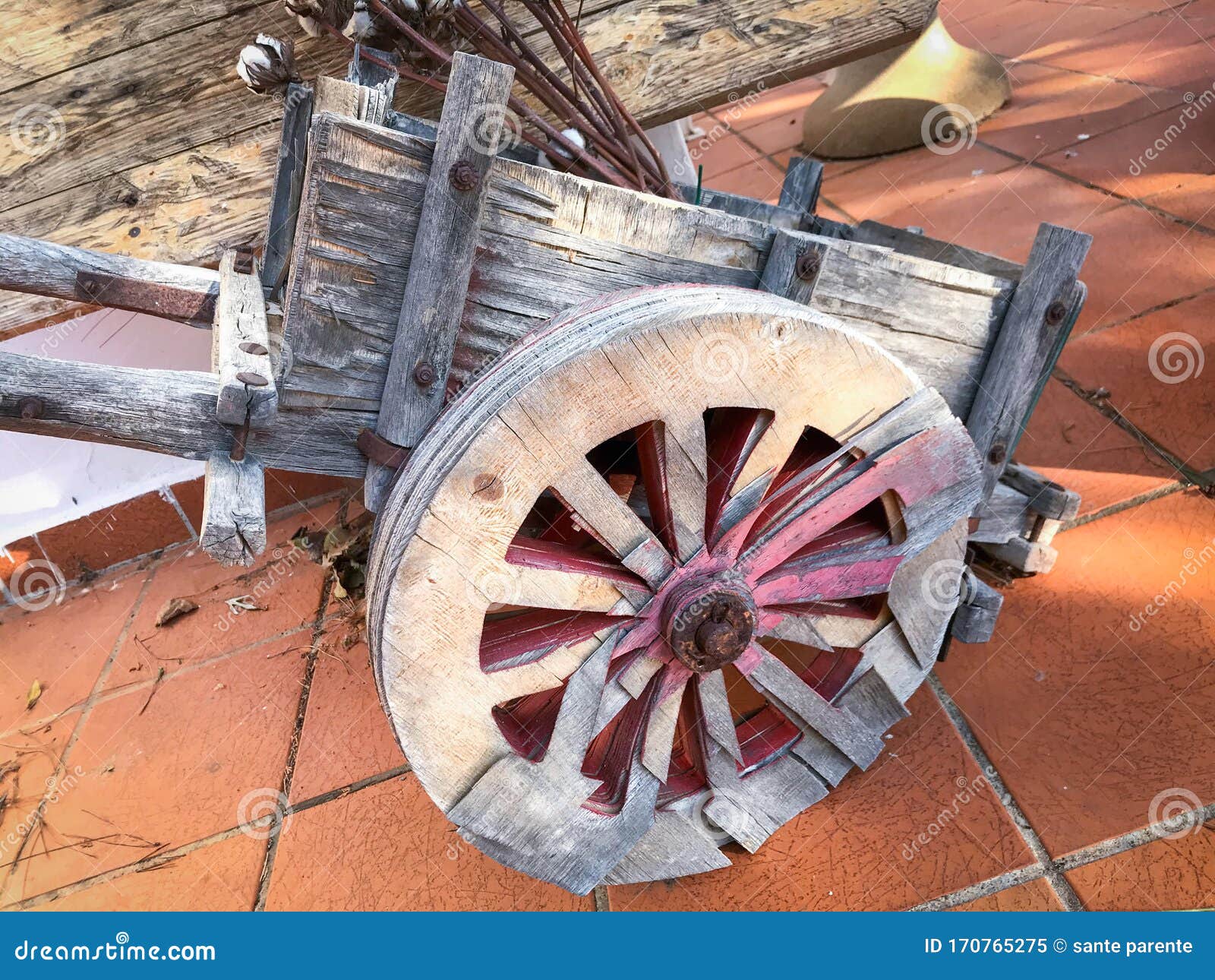 Wheel of an Abandoned Small Wheelbarrow from Puglia Stock Image - Image ...