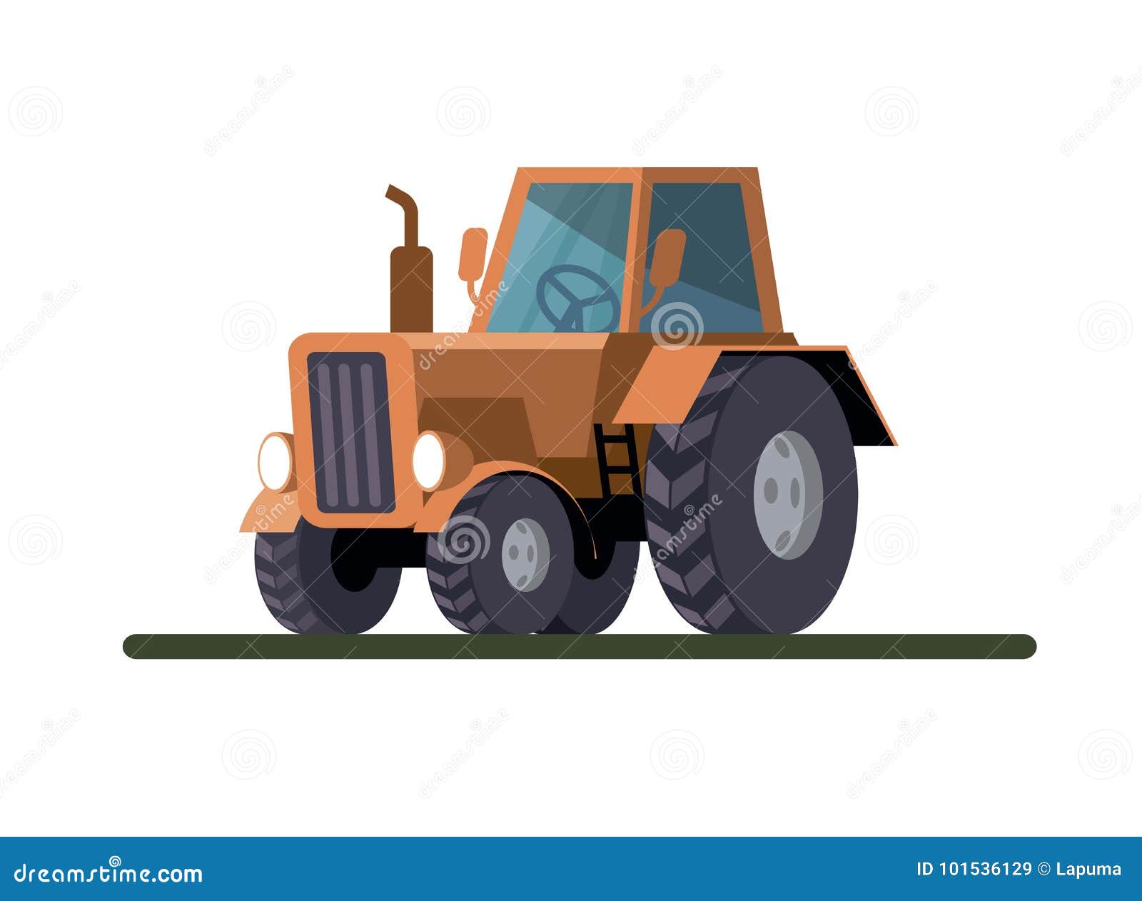 Wheel Agricultural Tractor. Colored Vector Illustration on White Stock ...