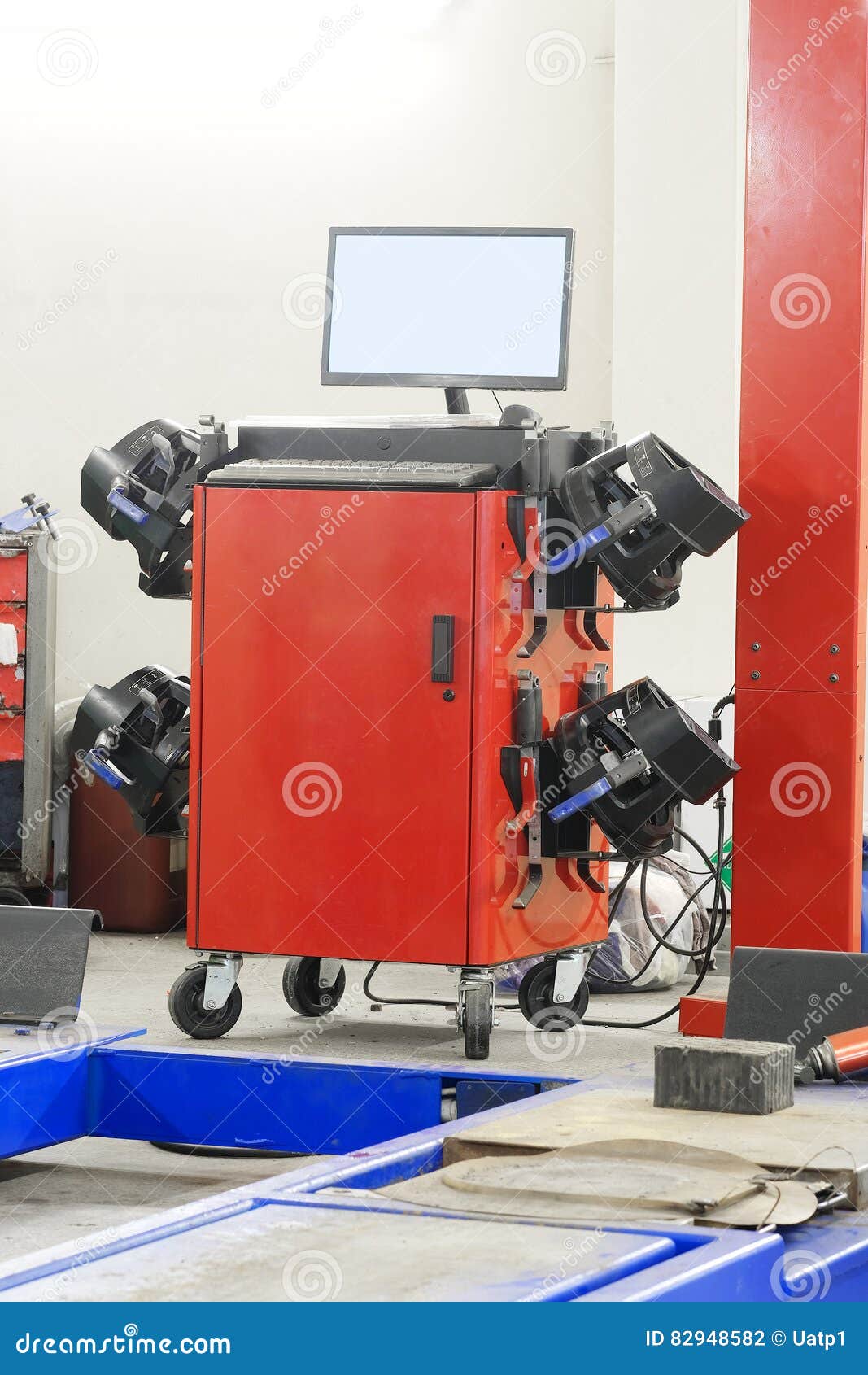 Wheel alignment equipment stock photo. Image of auto - 82948582