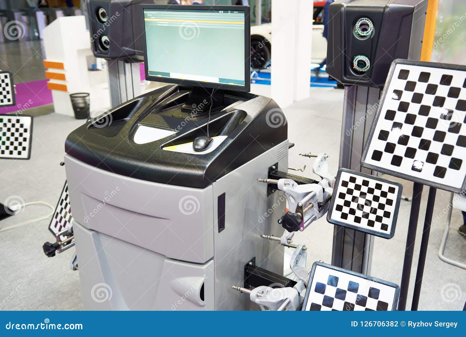 Wheel Alignment Stand with Infrared Stock Photo - Image of inspection ...