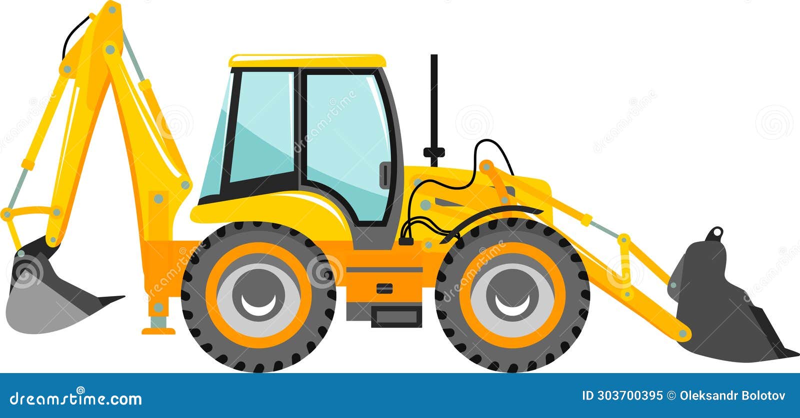 Wheel Backhoe Loader Icon in Flat Style. Vector Illustration Stock ...